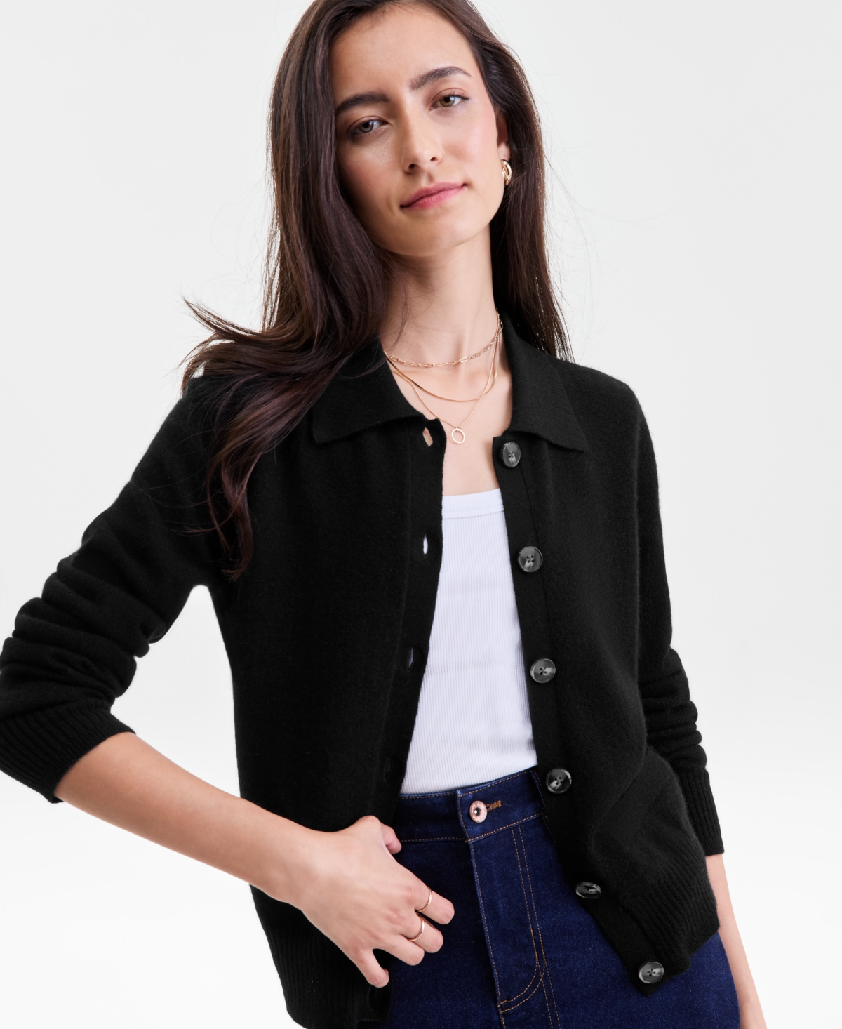 Click here for Charter Club Womens 100 Cashmere Collared Shrunken... prices