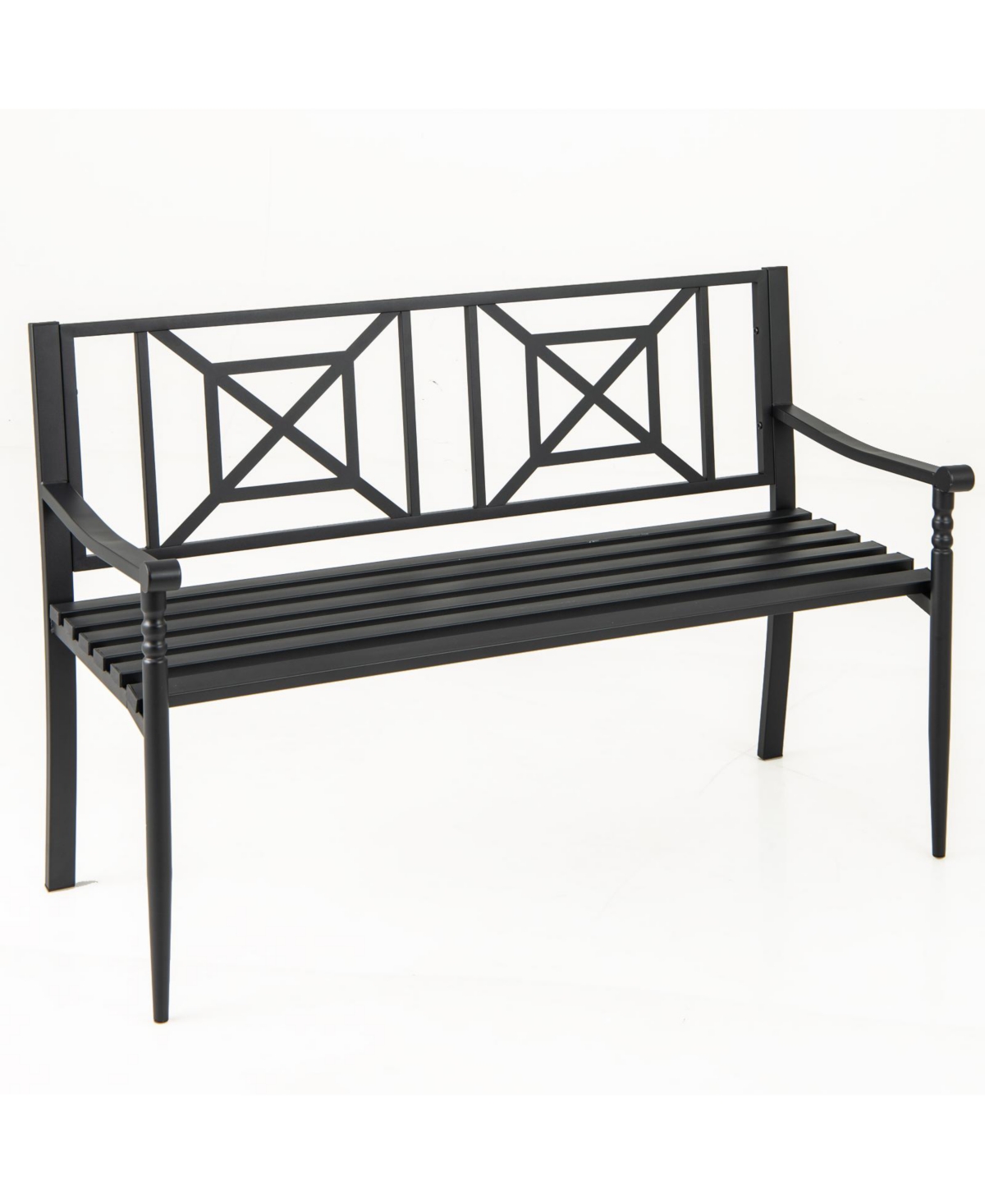 Click here for 51 Inch Metal Bench with Curved Armrests for 2-3 P... prices