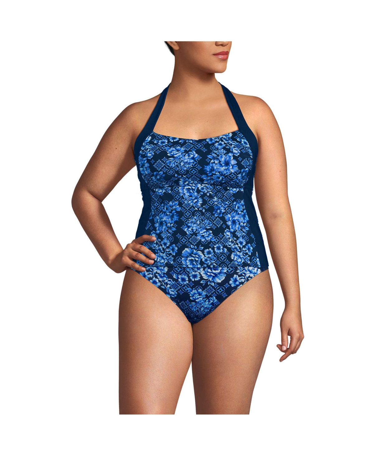 Click here for Lands End Womens Seamed Halter Tankini Top - Deep... prices