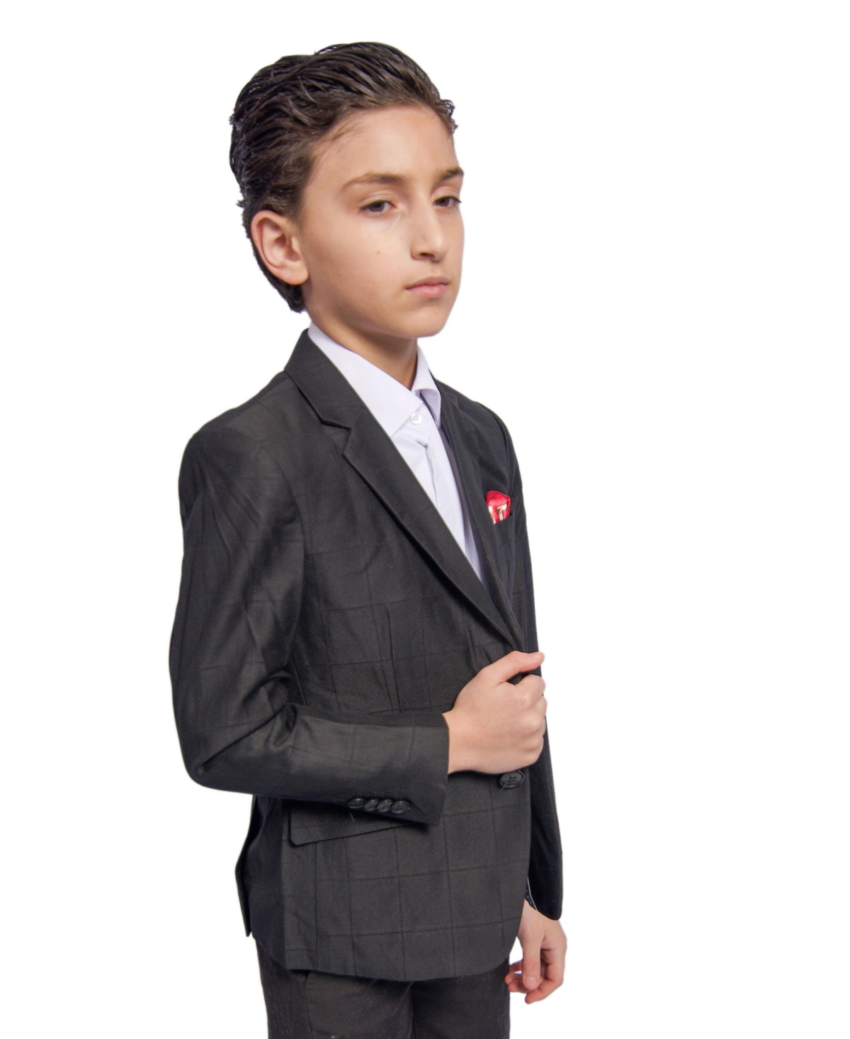 Click here for Elie Balleh Boys Black Slim Fit Windowpane Jacket... prices