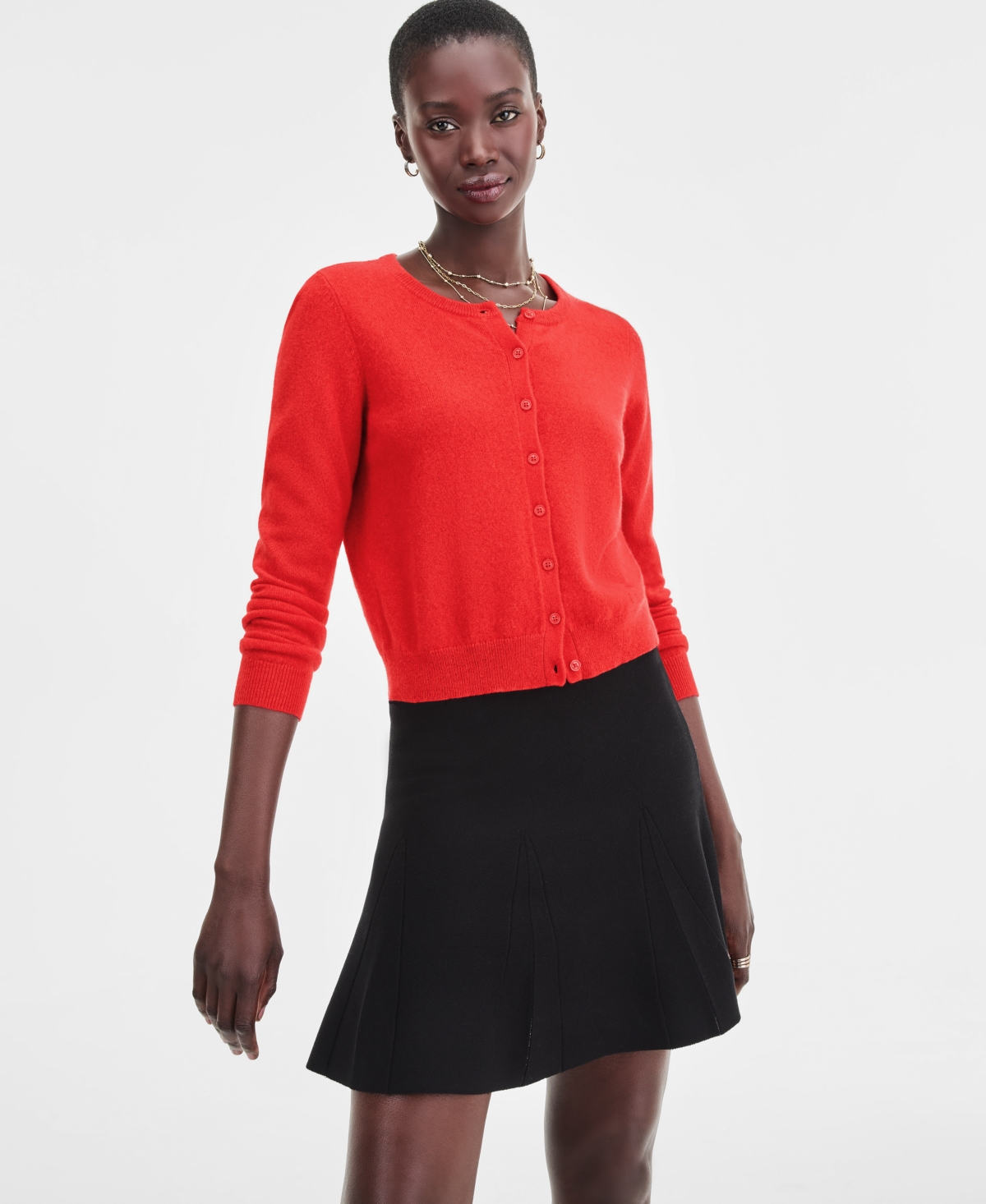 Click here for Charter Club Petite Cashmere Crewneck Button-Front... prices