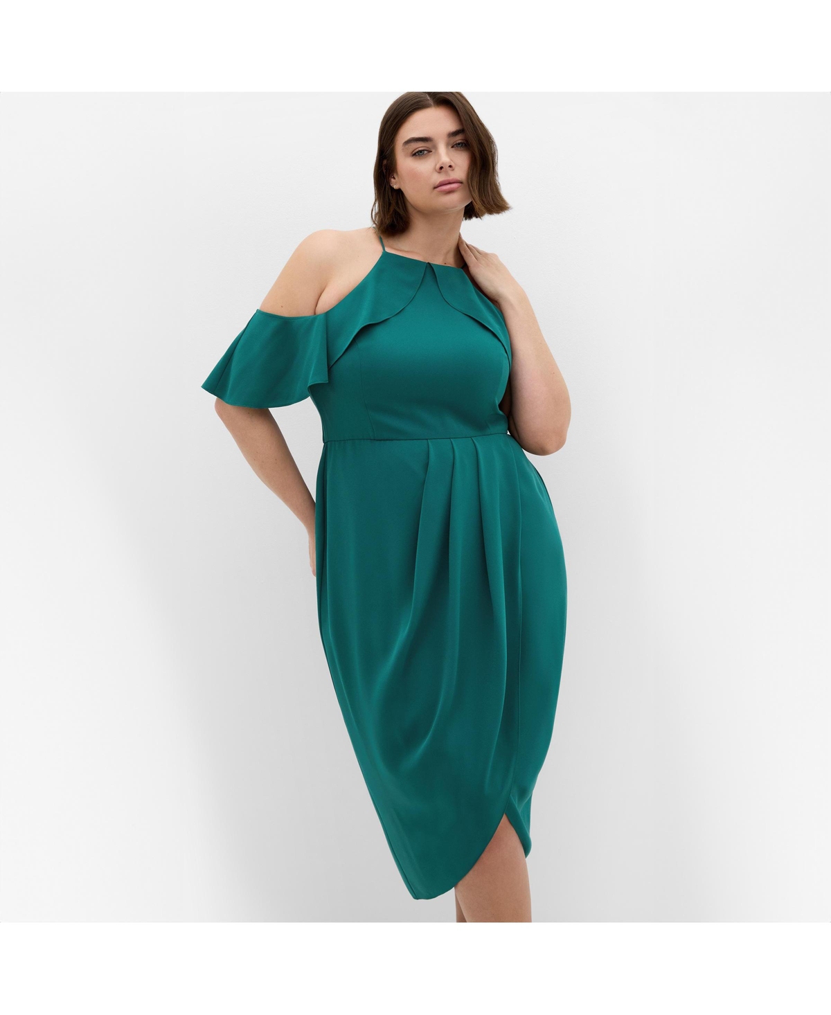 Click here for City Chic Plus Size Love Siren Ruffle Shoulder Dre... prices