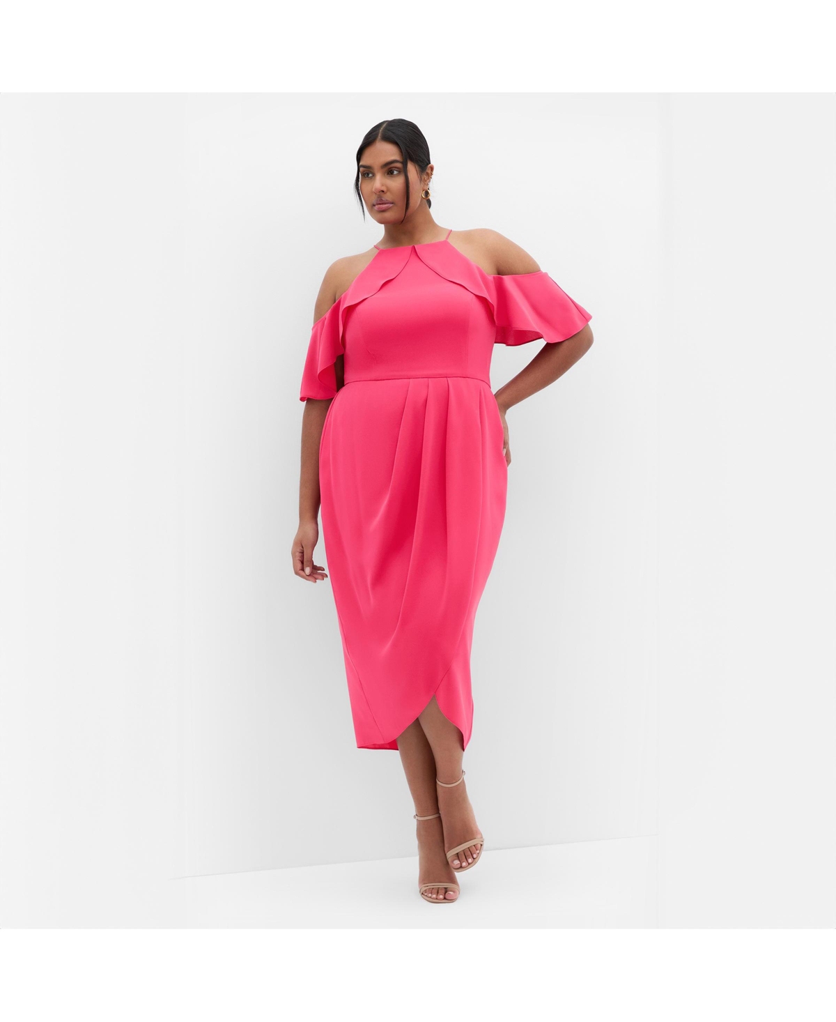 Click here for City Chic Plus Size Love Siren Ruffle Shoulder Dre... prices