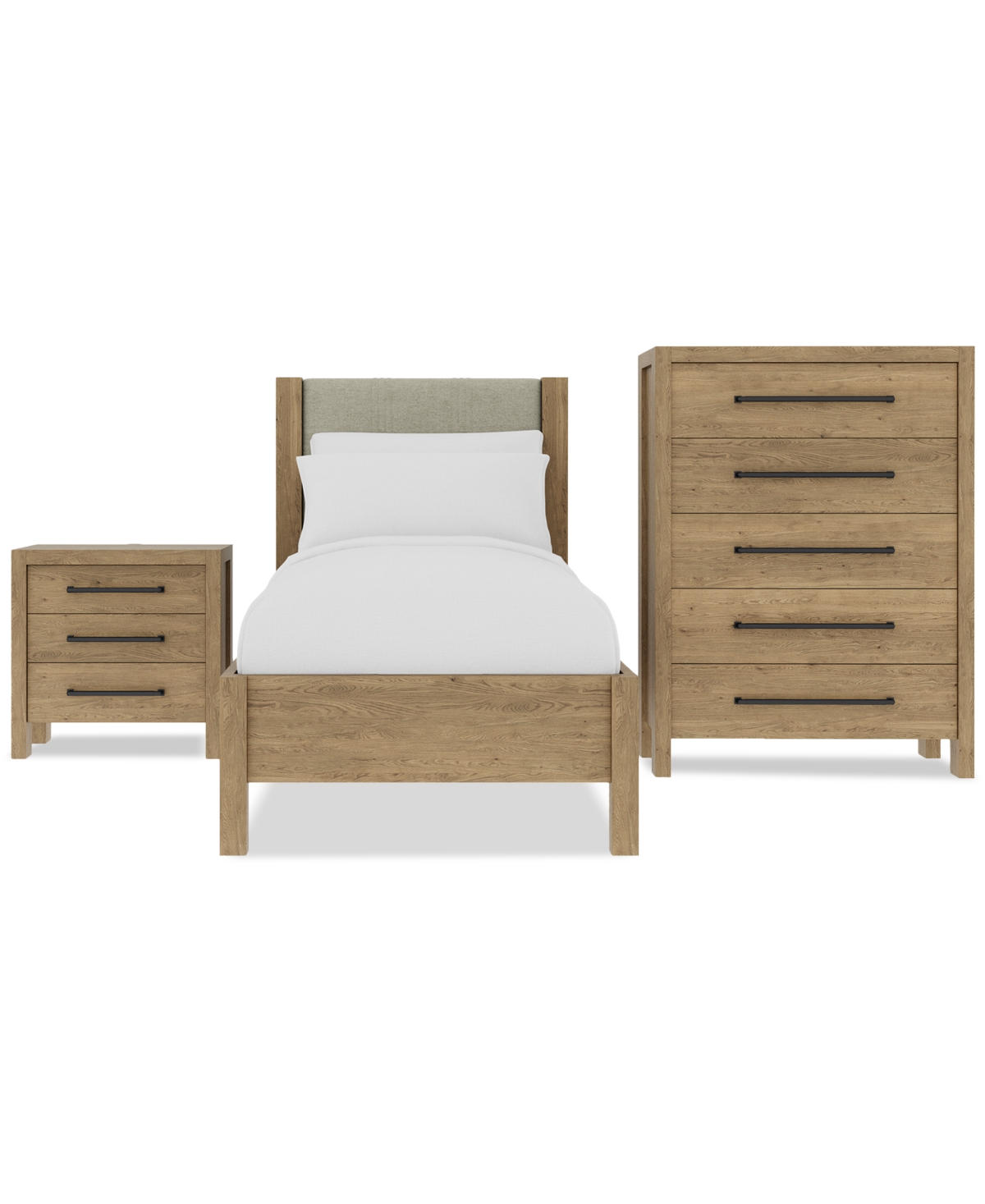 Click here for Davie 3-Pc. Twin Set (Upholstered Bed  Chest & 3-D... prices