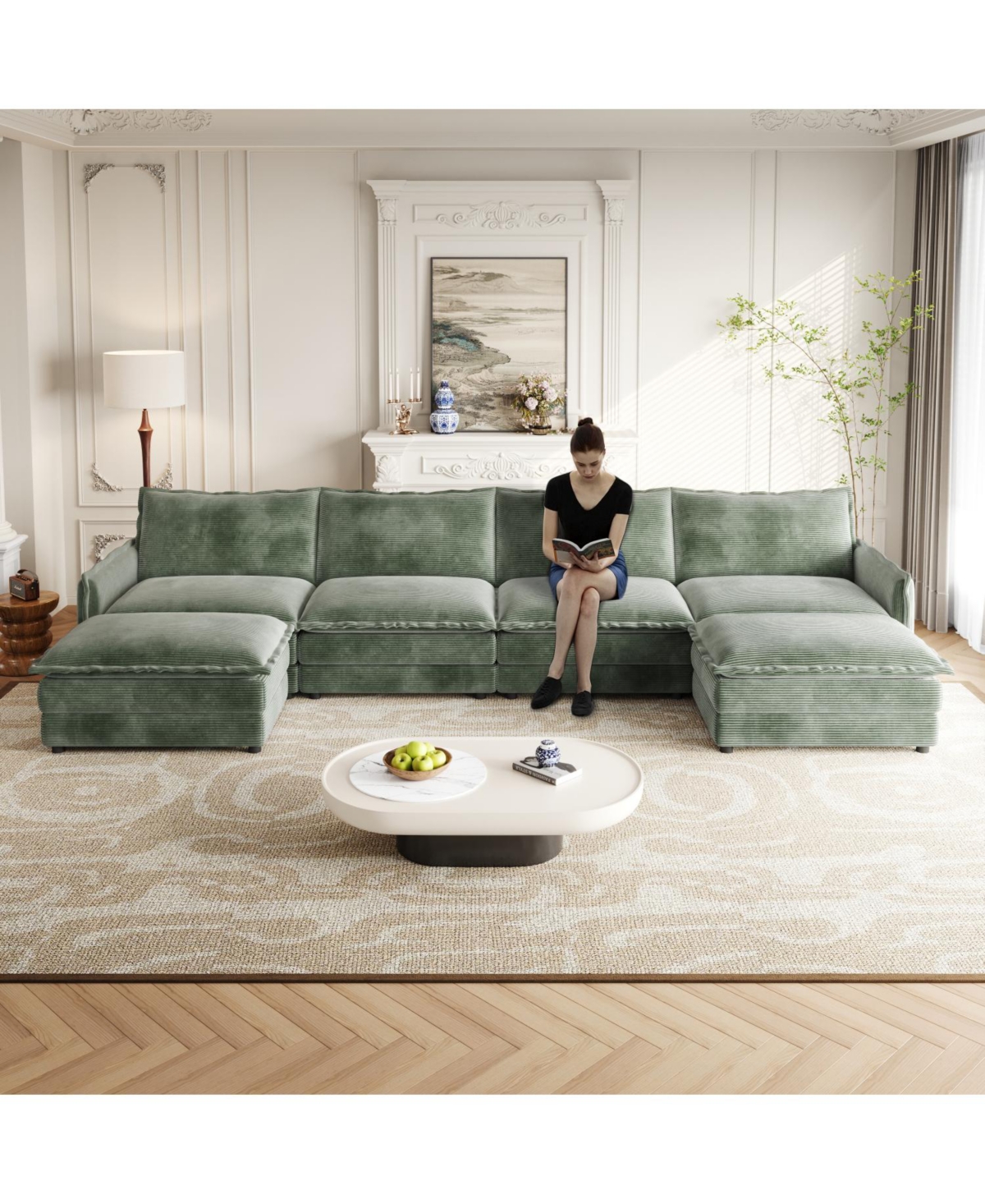 Click here for Streamdale Furniture Corduroy 4-Seater Cloud Couch... prices