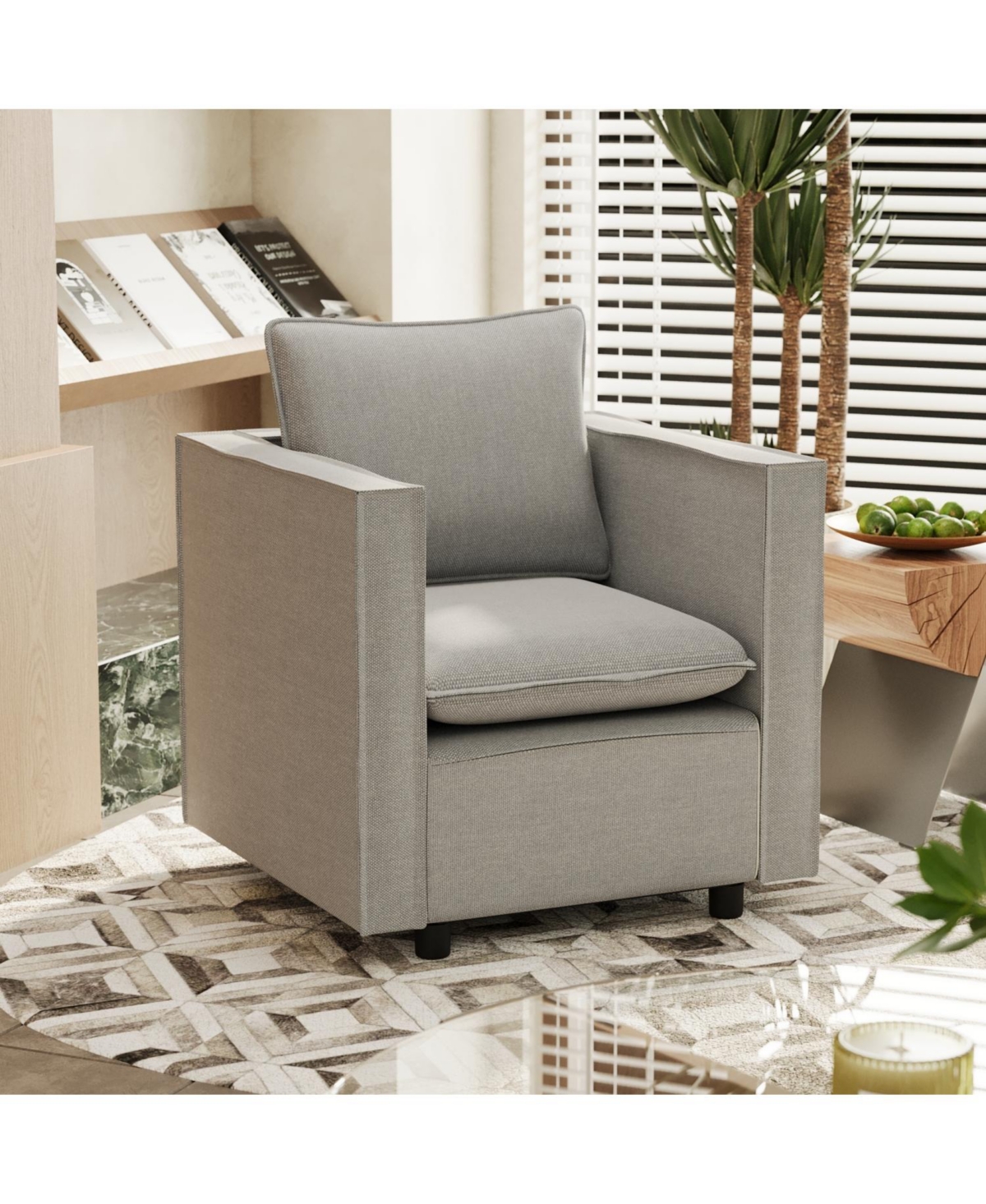 Click here for Streamdale Cozy Gray Single Sofa Chair Soft Cushio... prices