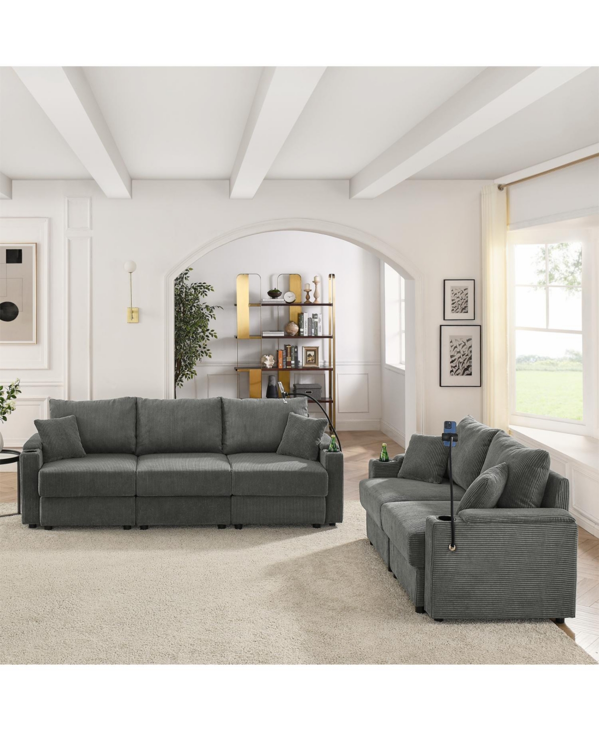 Click here for Streamdale Modern 2-Piece Corduroy Sofa Set with S... prices