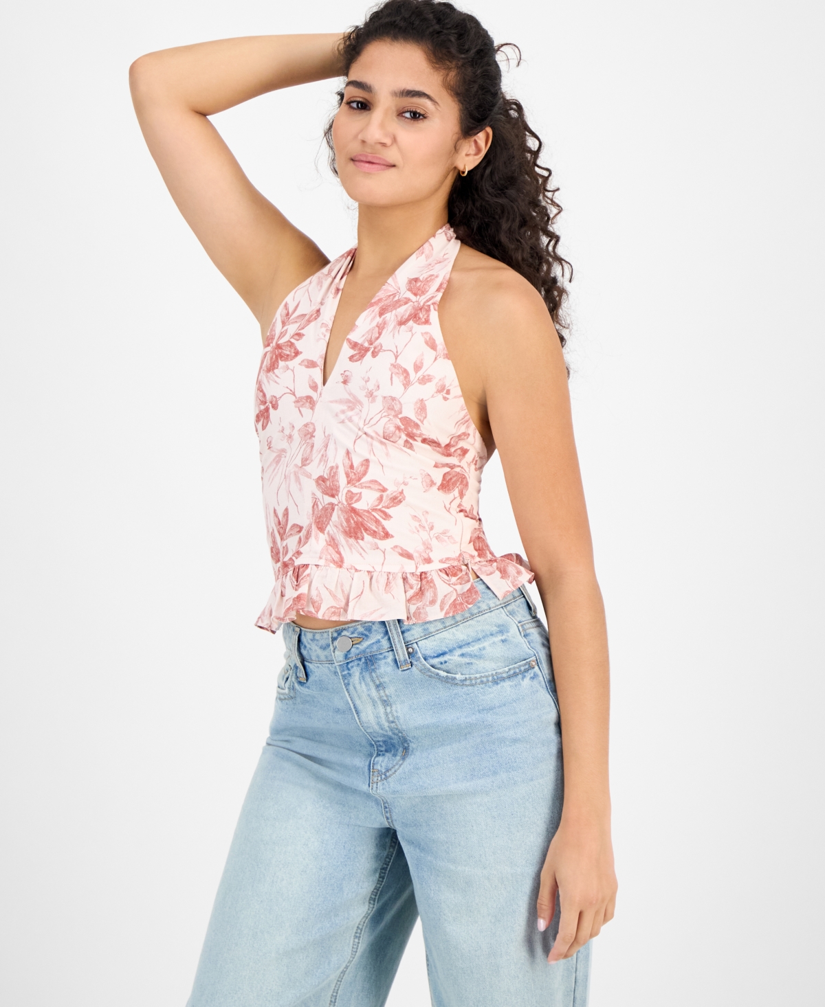 Click here for En Saison Womens Sedona Halter-Neck Ruffle-Trim To... prices
