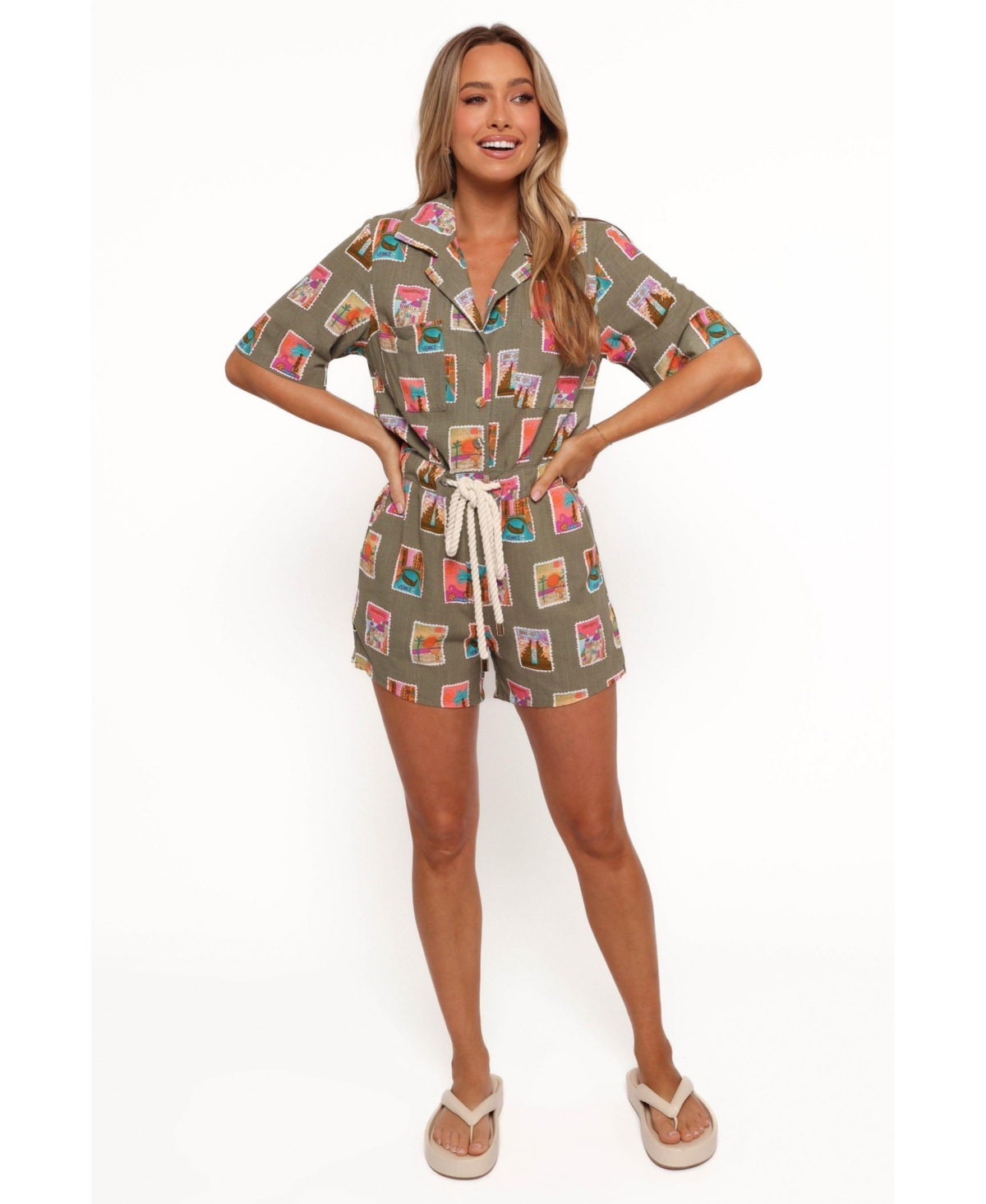 Click here for Petal and Pup Everlee Romper - Olive print prices