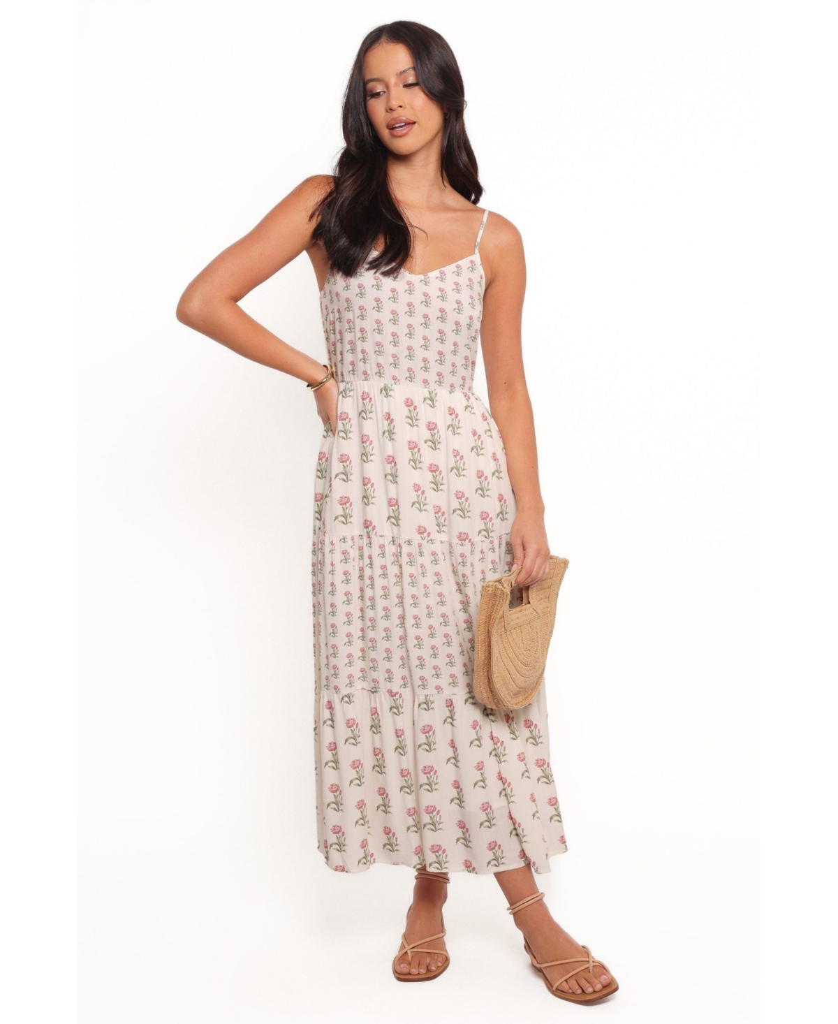 Click here for Petal and Pup Echo Midi Dress - White/pink prices