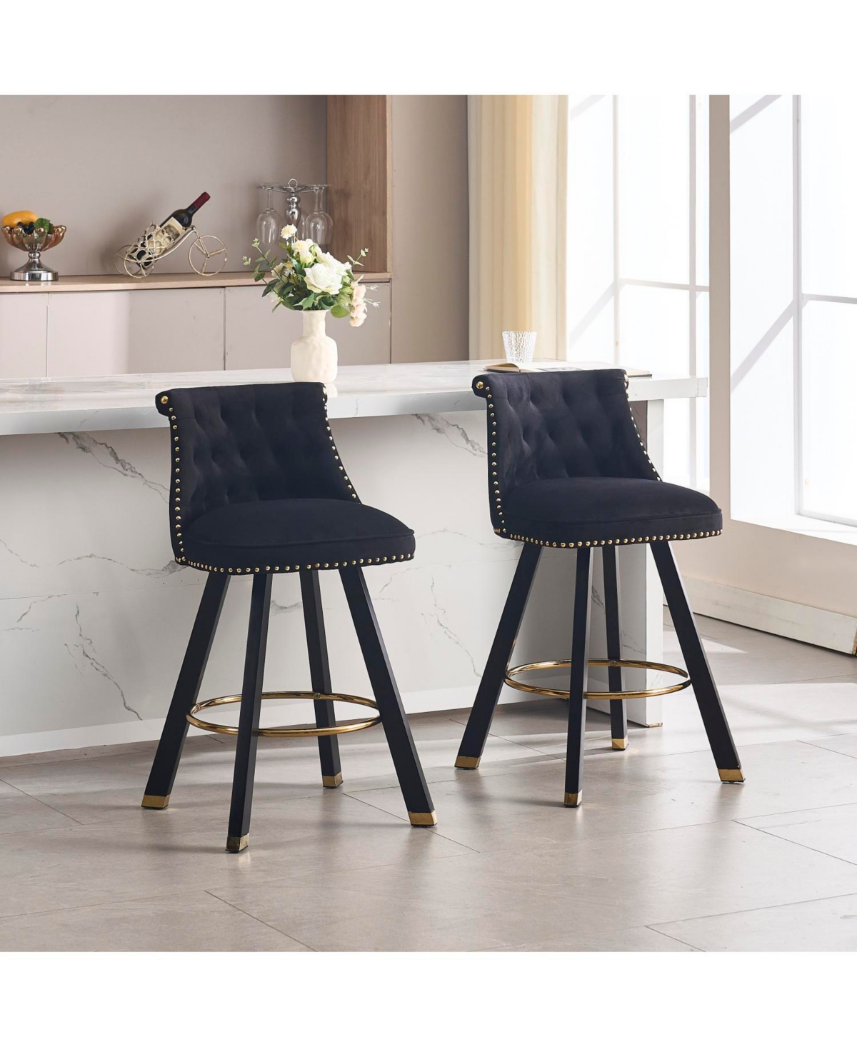 Click here for Streamdale Furniture Velvet Bar Chairs with Pull-O... prices