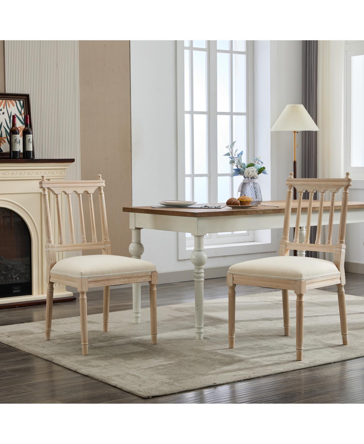 Click here for Streamdale Antique Dining Chairs - Linen Fabric Up... prices