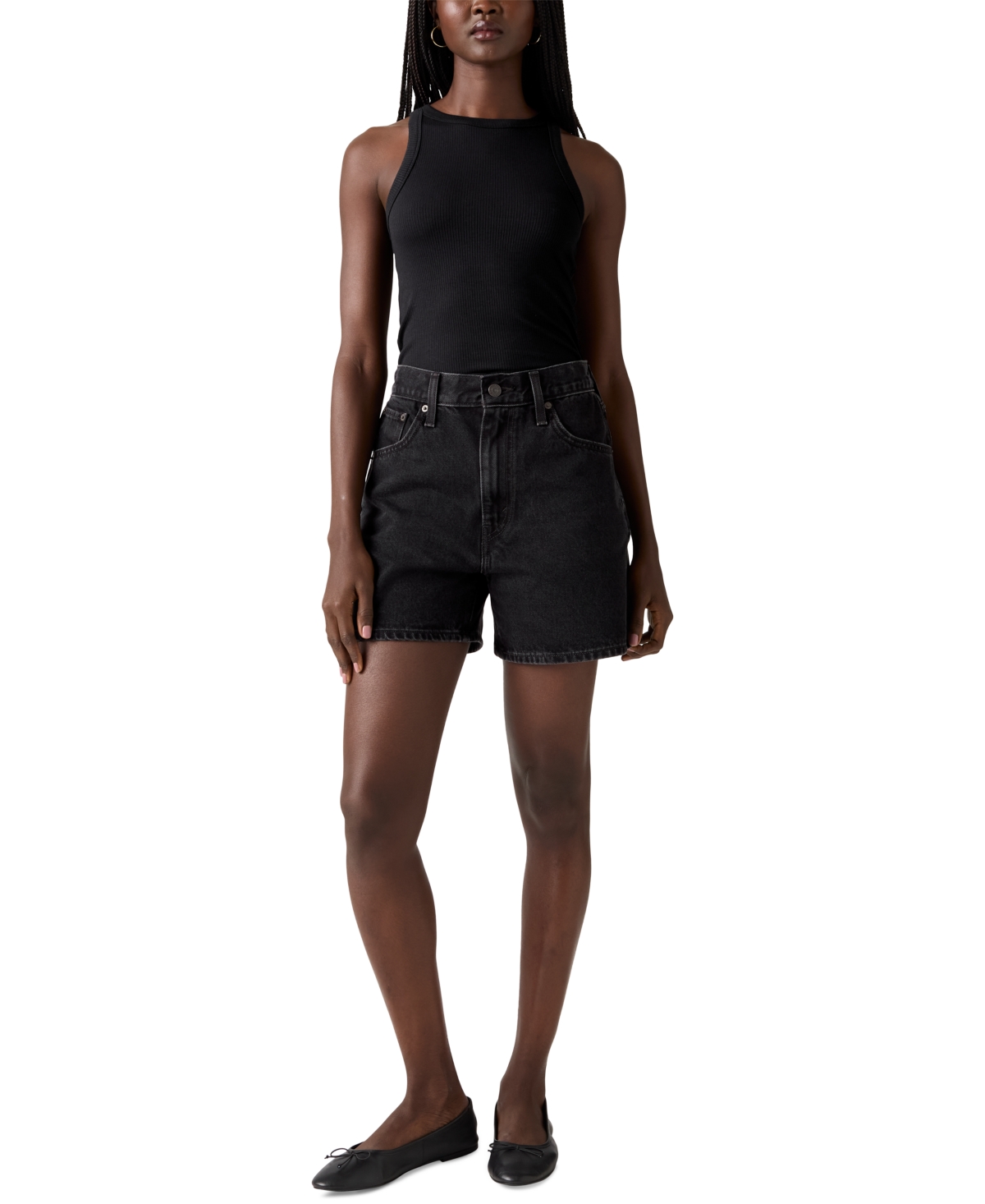 Click here for Levis Womens Cotton Cinch-Waist Denim Shorts - Ope... prices
