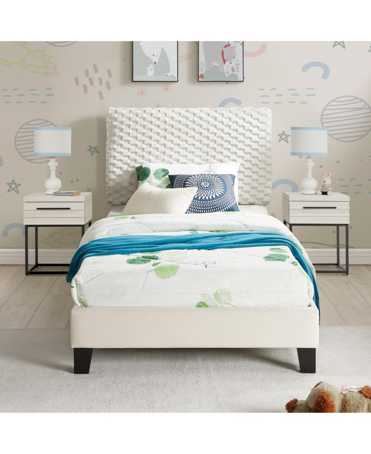 Click here for 3-Piece Bedroom Set  Plush 3D Upholstered Bed with... prices