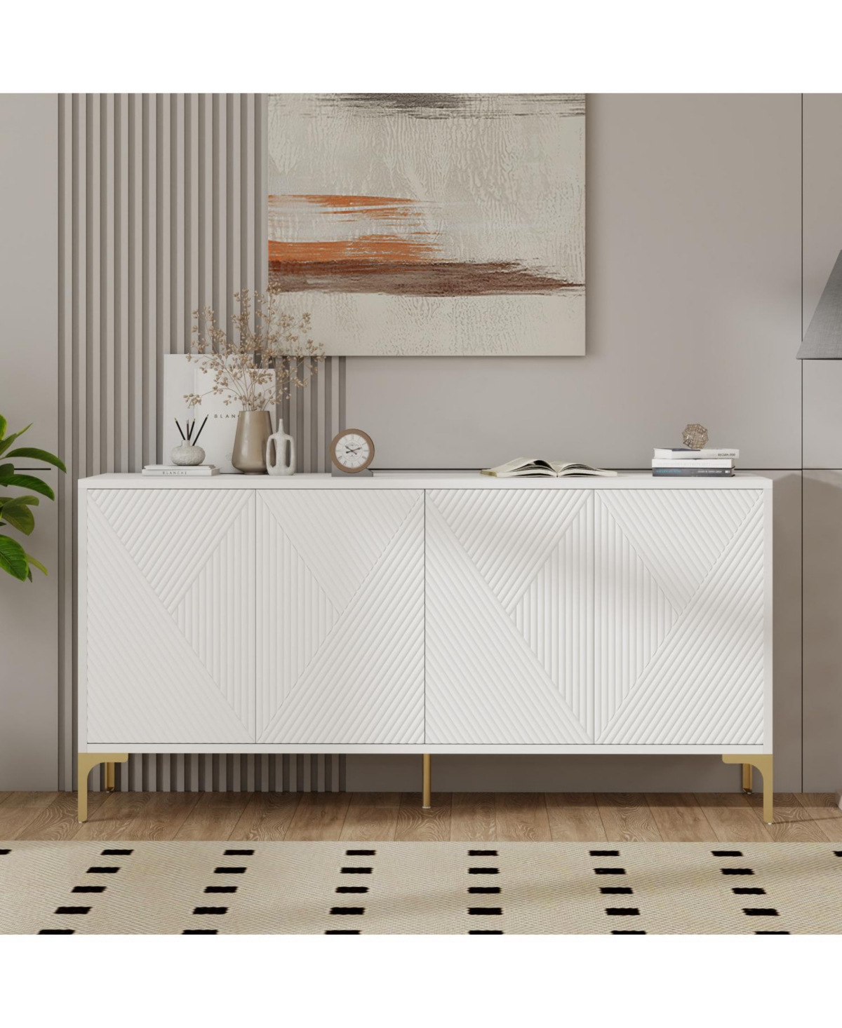 Click here for White Wood Buffet Cabinet with Carved Doors & Stor... prices