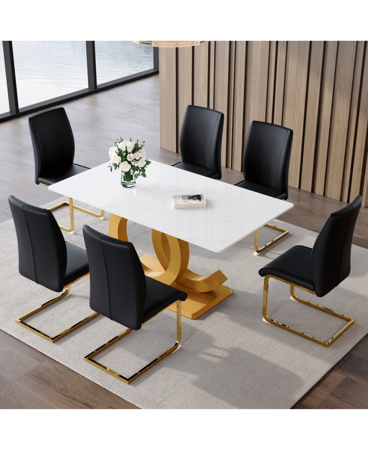 Click here for Streamdale Tempered Glass and Pu Material Dining S... prices