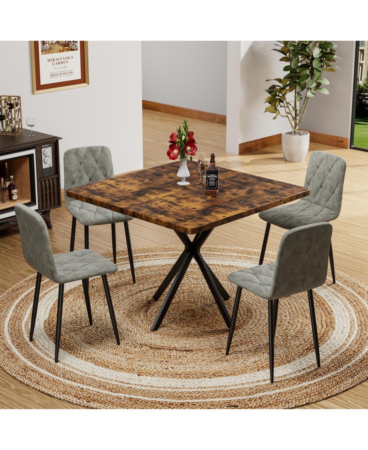 Click here for Square Dining Table Set - Mid Century Modern  Faux... prices