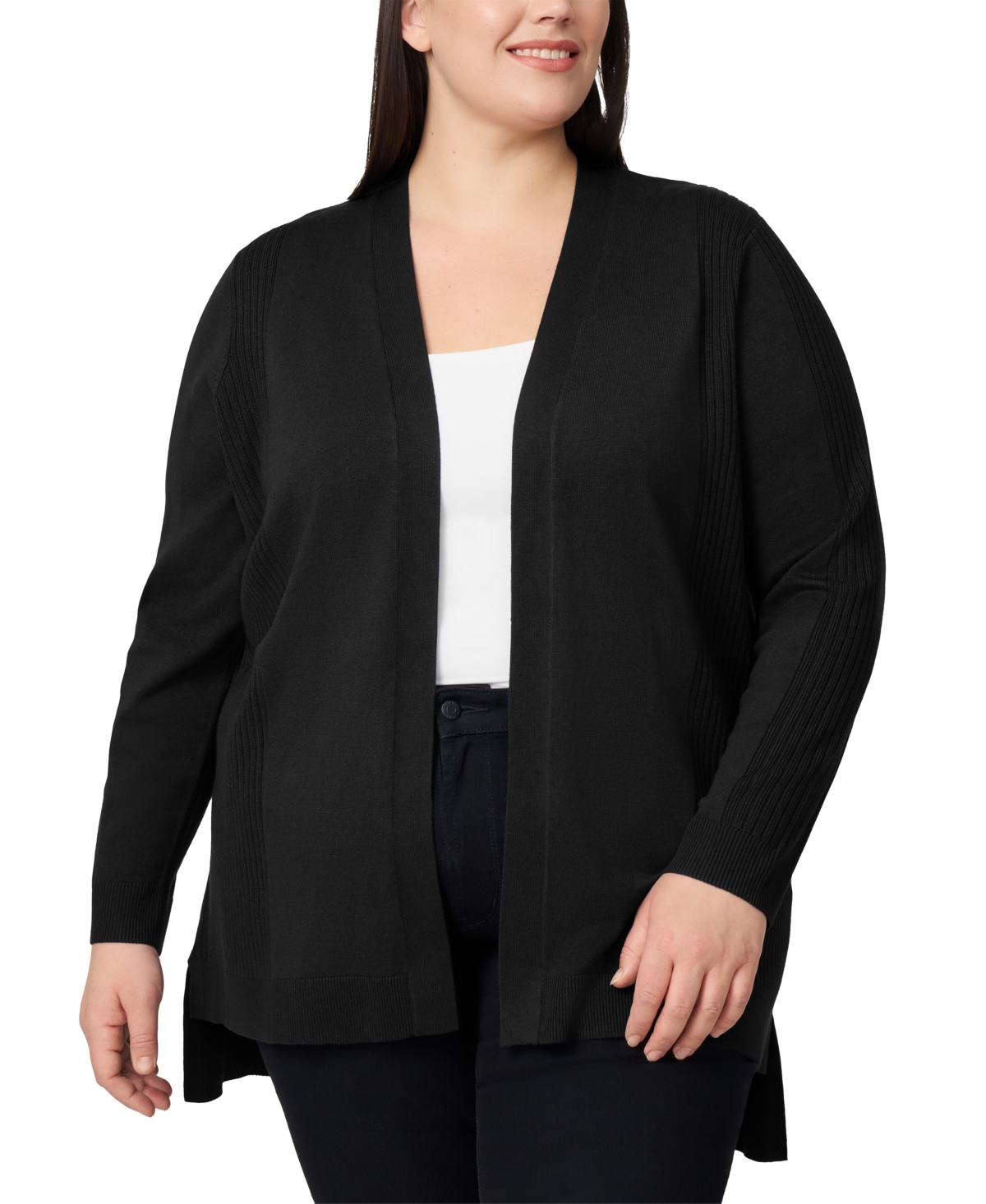 Click here for Melissa Paige Plus Size Ribbed-Trim High-Low Cardi... prices