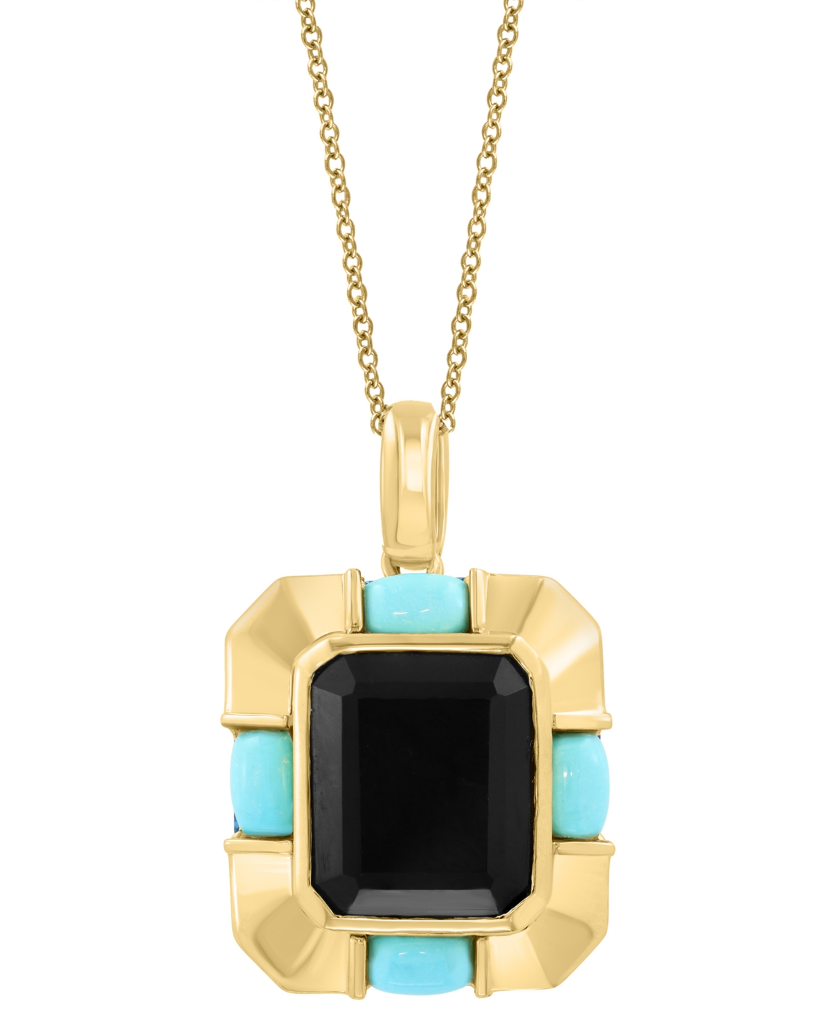 Click here for Effy Onyx (12x10mm) & Turquoise (3x5mm) Pendant Ne... prices