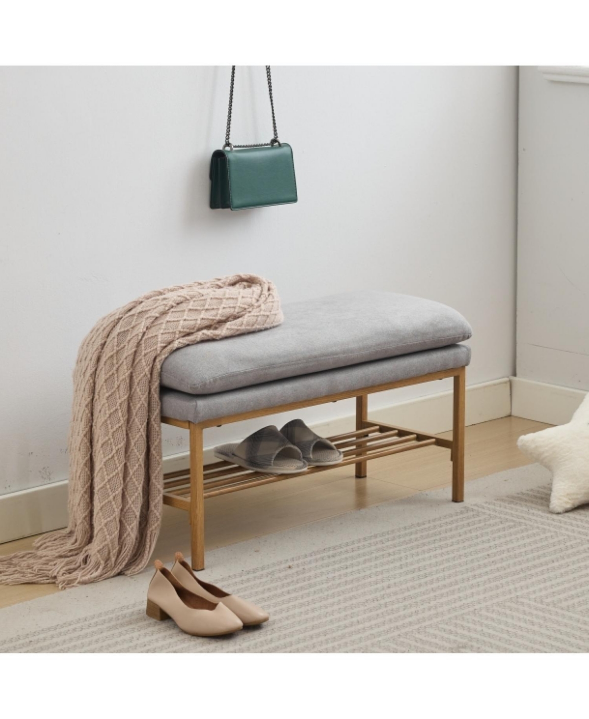 Click here for Streamdale 3-in-1 Linen Upholstered Shoe Bench - G... prices