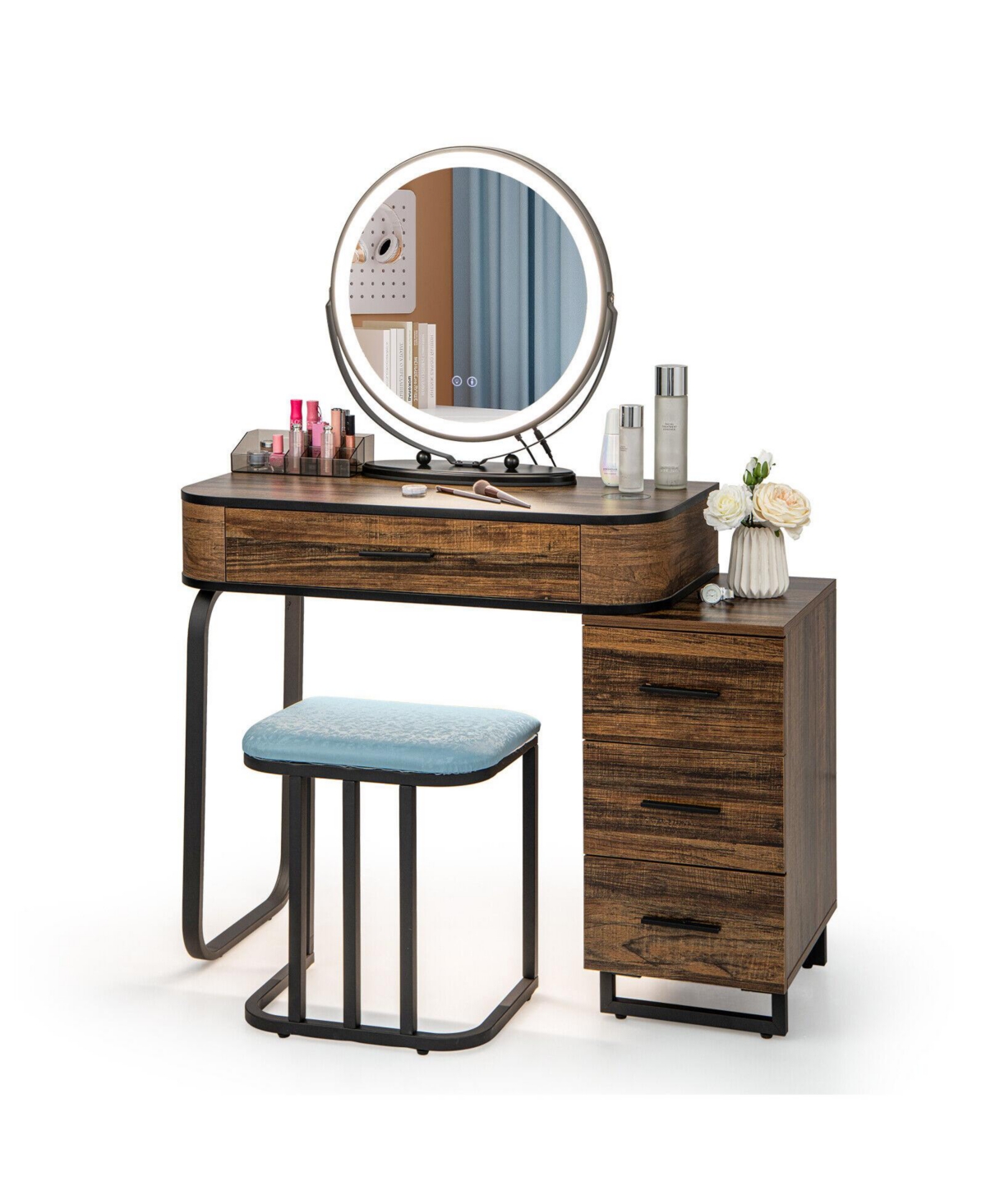 Click here for Vanity Table Set with 3-Color Lighted Mirror and C... prices
