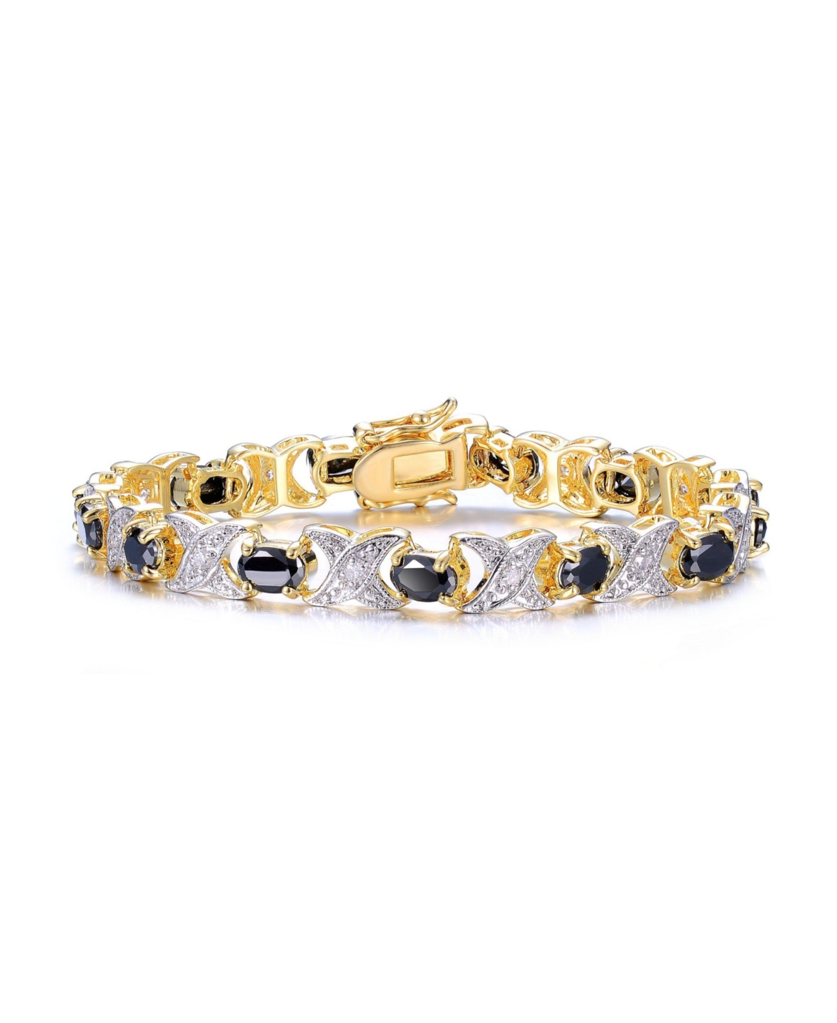 Click here for Sterling Silver 14K Gold-Plated with Black Cubic Z... prices