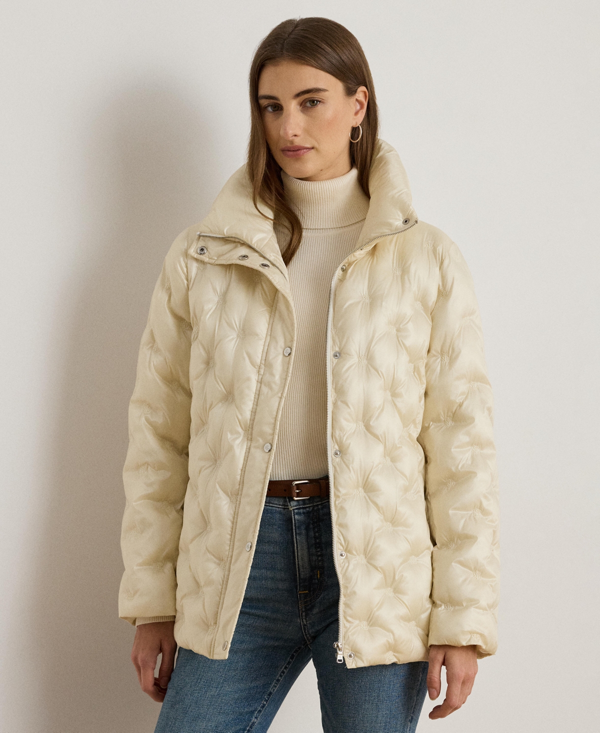Click here for Lauren Ralph Lauren Womens Embroidered Puffer Coat... prices