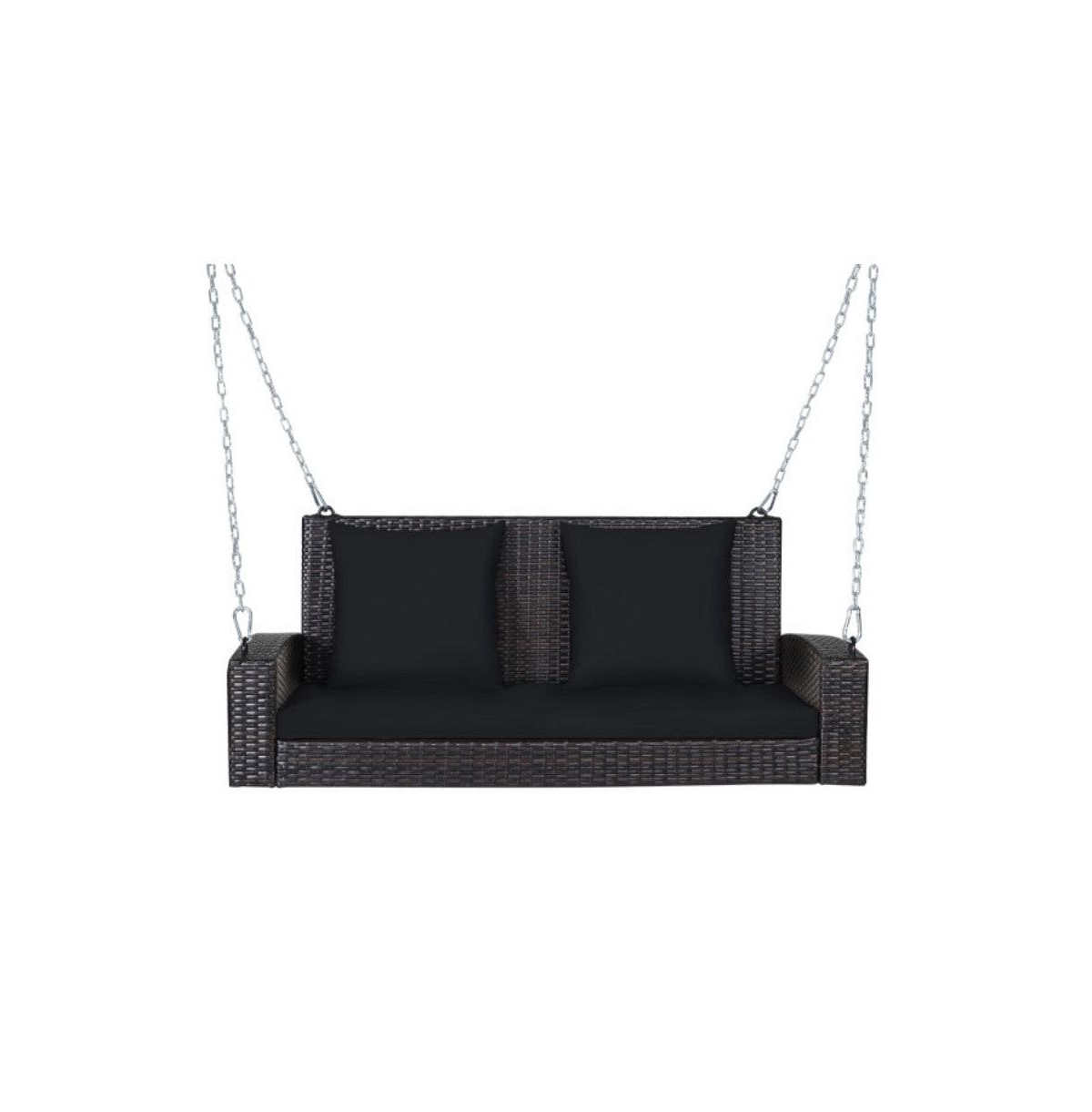 Click here for 2-Person Wicker Hanging Porch Swing with 2 Back Cu... prices