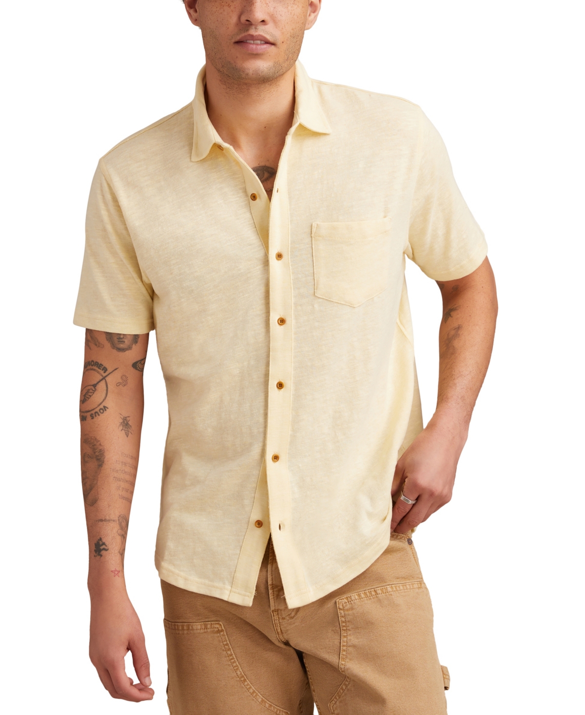 Click here for Lucky Brand Mens Linen Short Sleeve Button Down Sh... prices