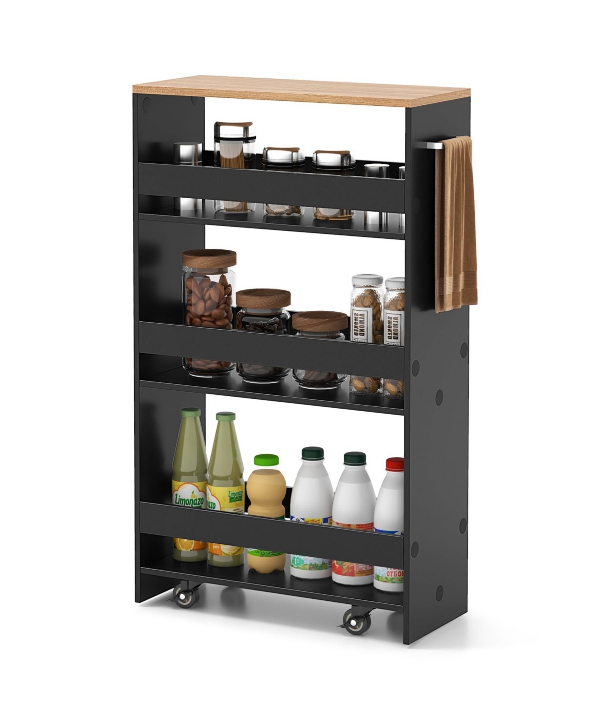 Click here for 4-Tier Rolling Storage Cart Slim Kitchen Cart on W... prices