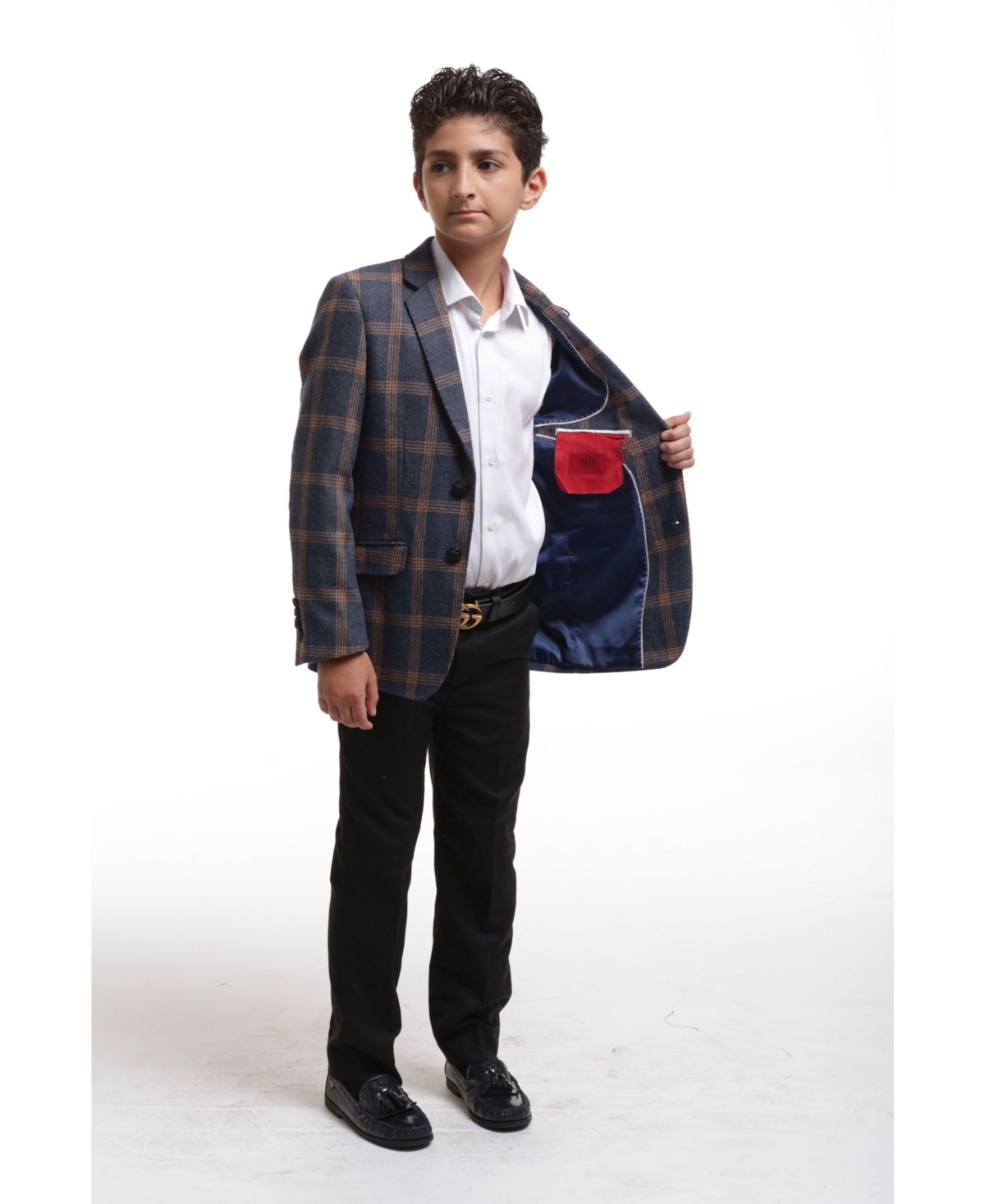 Click here for Elie Balleh Toddler Navy Slim Fit Premium Wool Che... prices