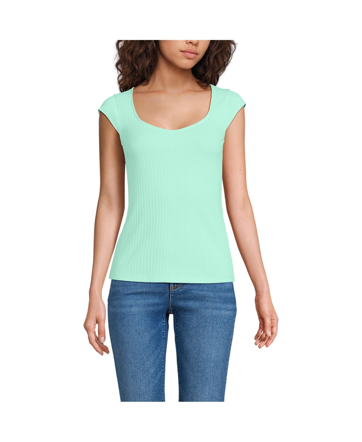 Click here for Lands End Womens Pointelle Cap Sleeve Top - Froste... prices