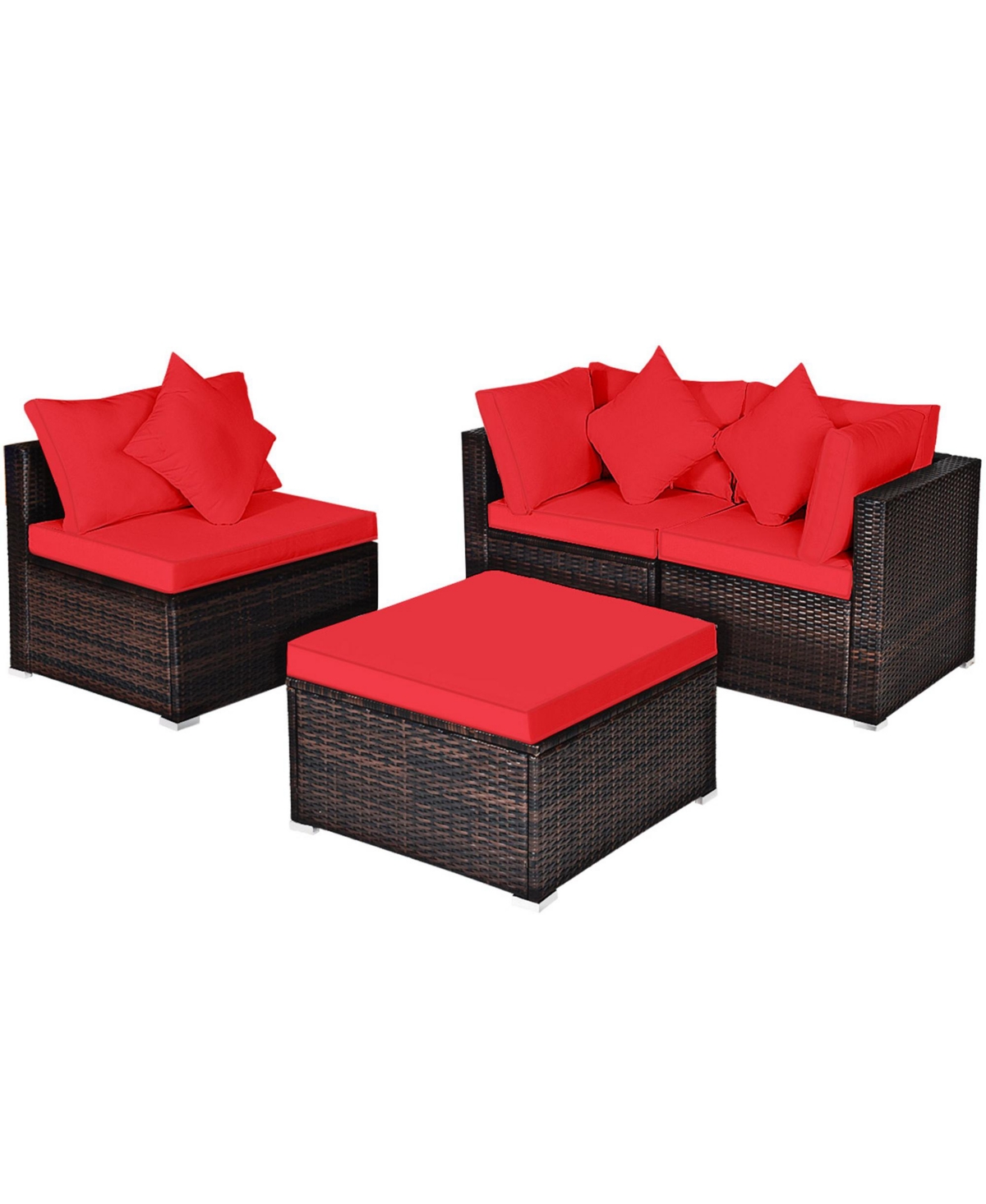 Click here for Gymax 4PCS Rattan Patio Conversation Furniture Set... prices