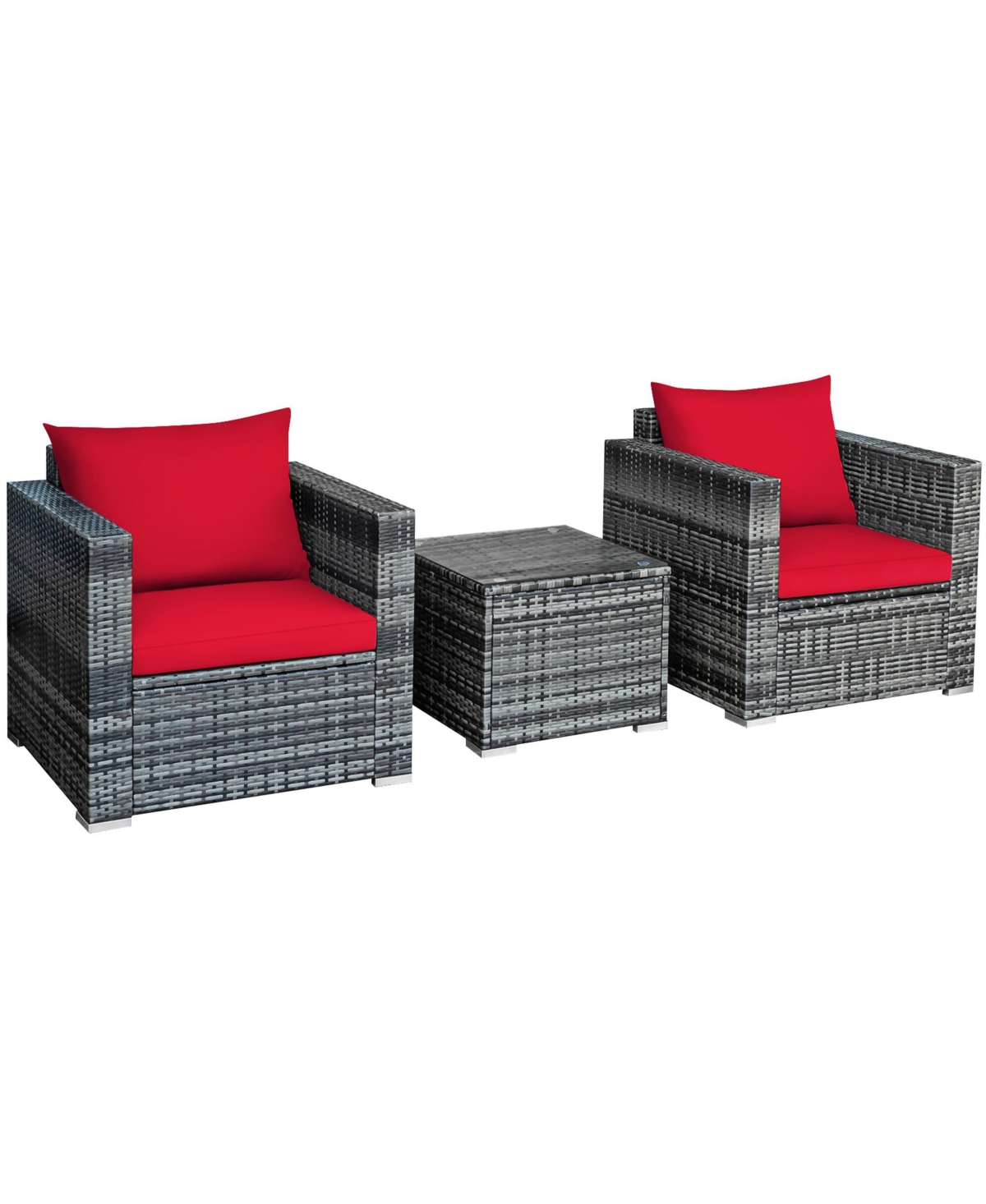 Click here for Gymax 3PCS Rattan Patio Conversation Furniture Set... prices