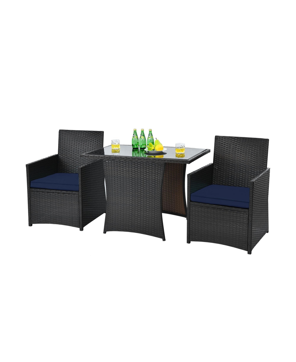 Click here for Gymax 3PCS Patio Wicker Bistro Set Pe Rattan Dinin... prices