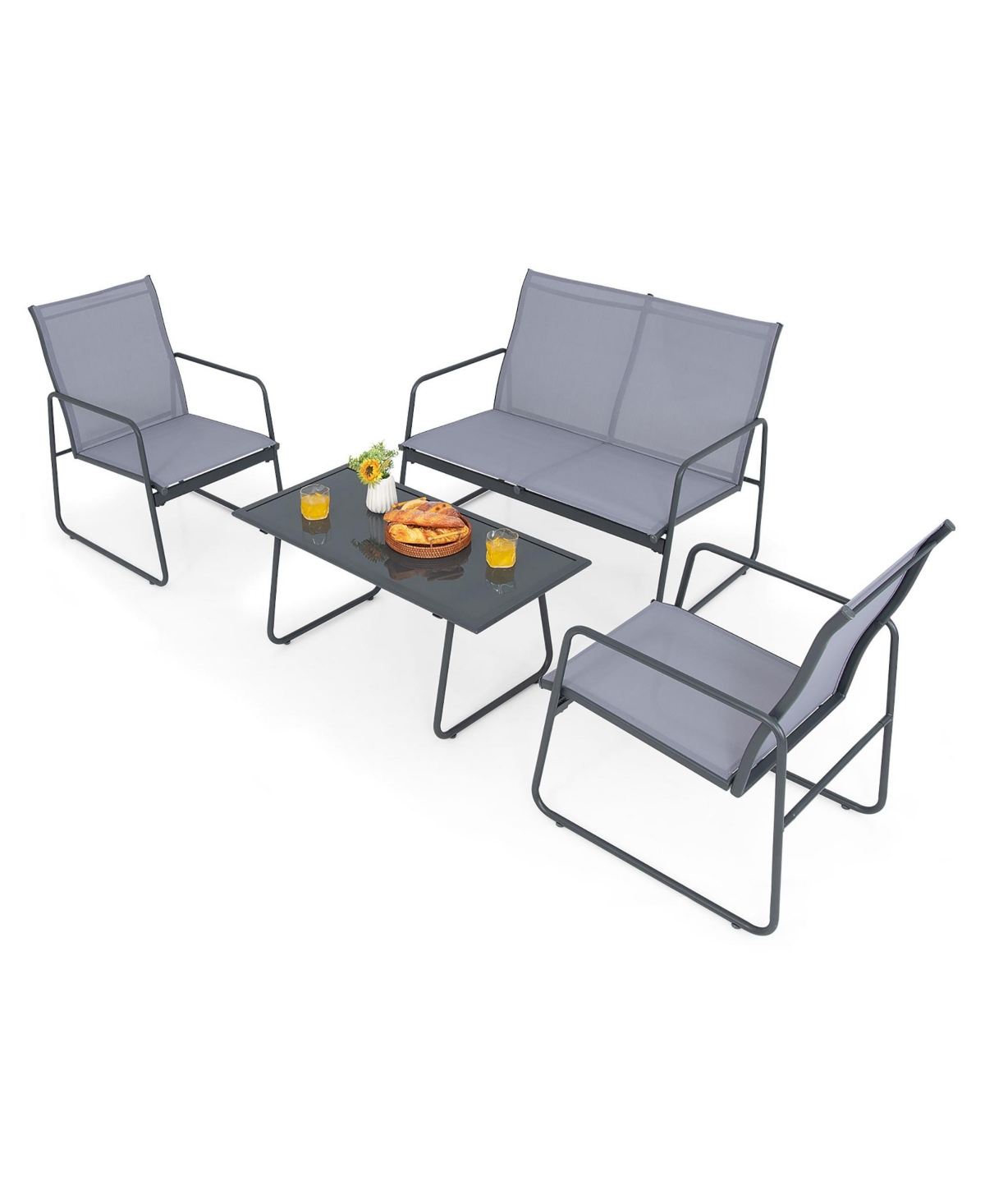 Click here for Gymax 4PCS Metal Outdoor Conversation Set Patio Fu... prices