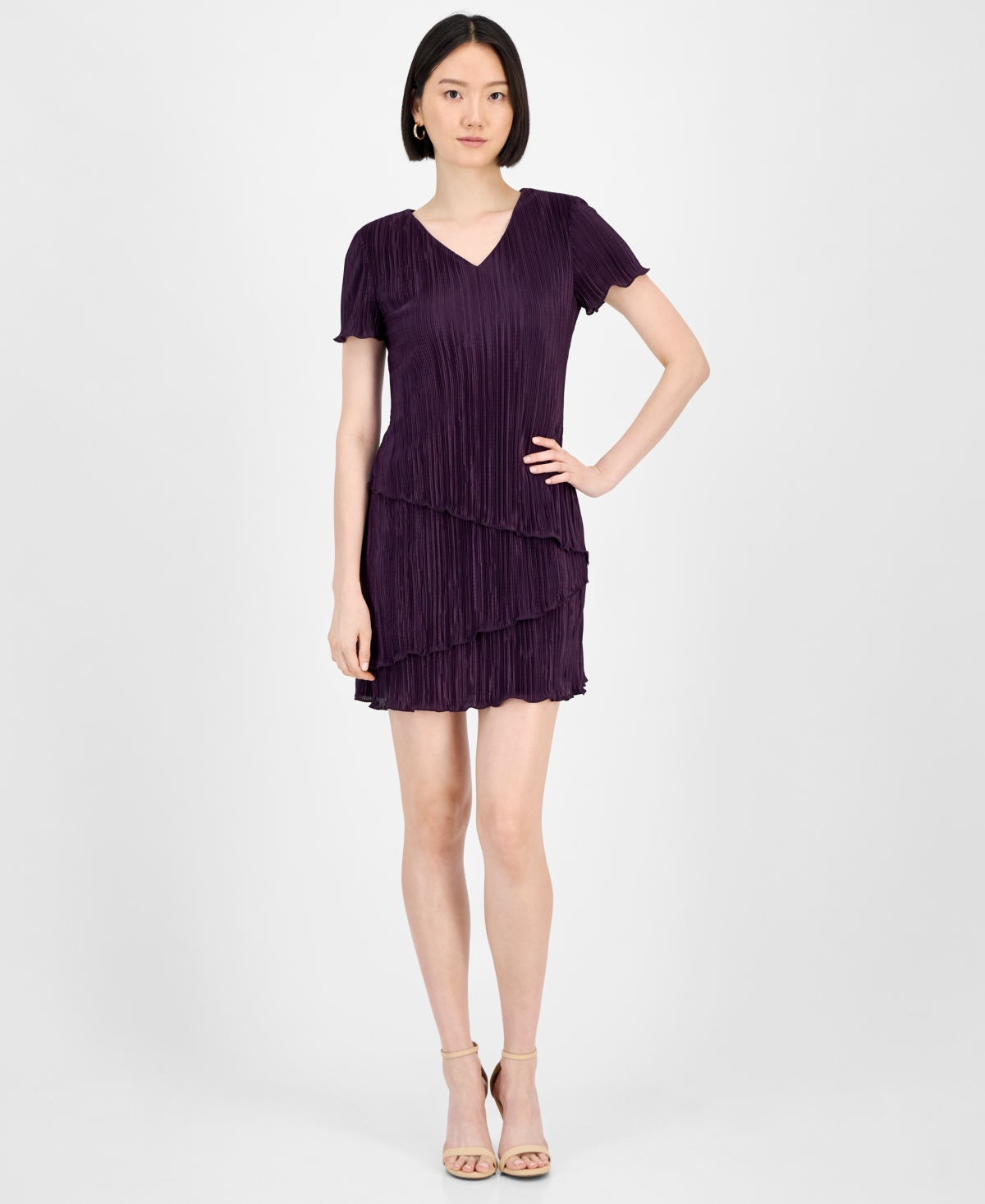 Click here for Connected Petite Jacquard Sheath Dress - Aubergine prices
