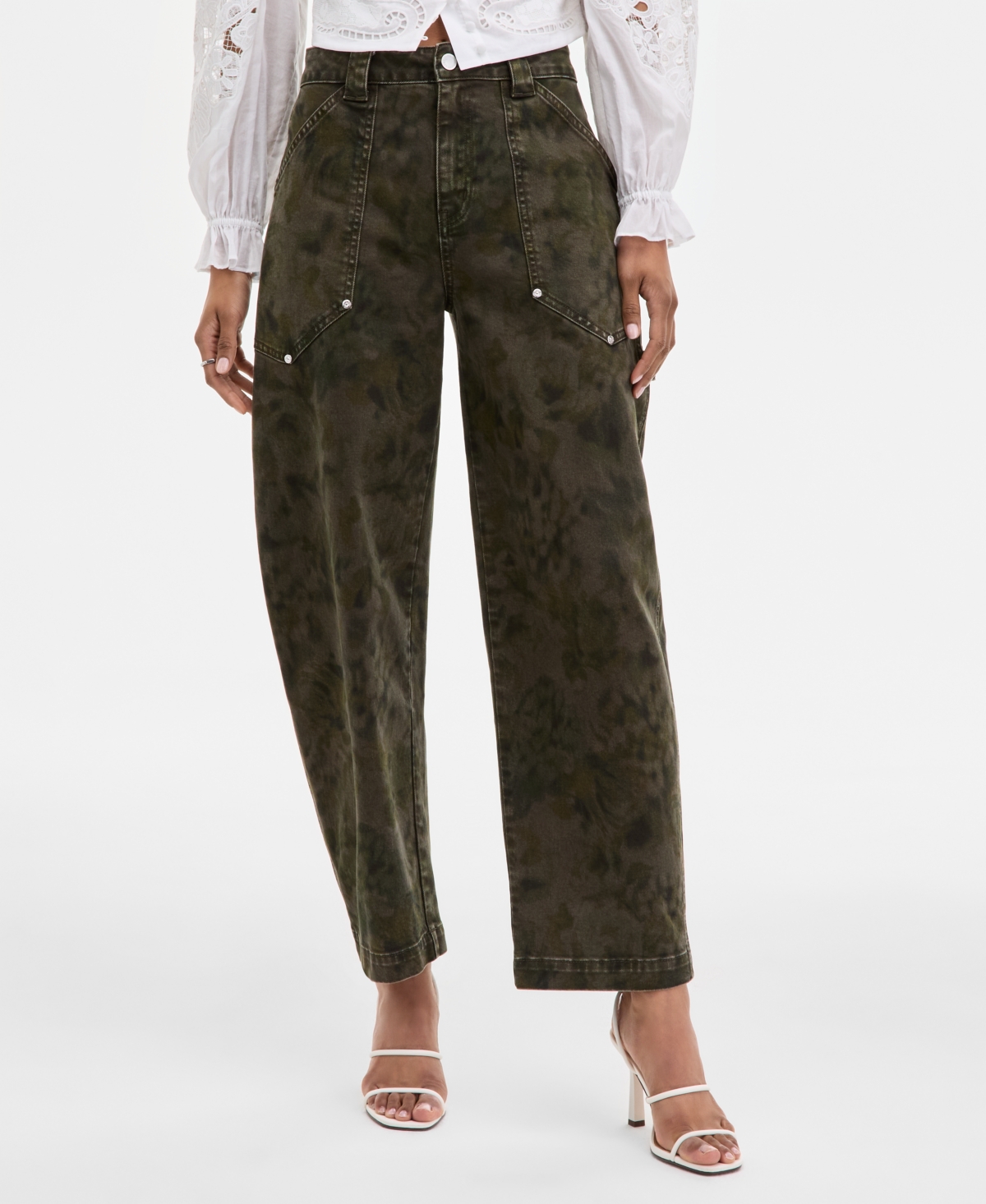 Click here for Avec Les Filles Womens Floral Print High Rise Barr... prices