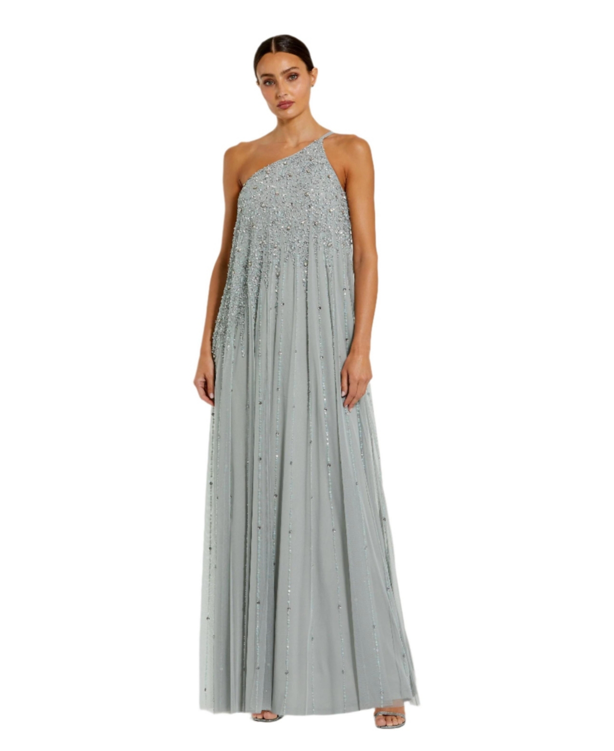 Click here for Mac Duggal Womens One Shoulder Embellished Trapeze... prices