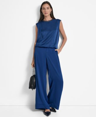 Click here for Dkny Textured Sleeveless Top Glazed Wide Leg Pants prices
