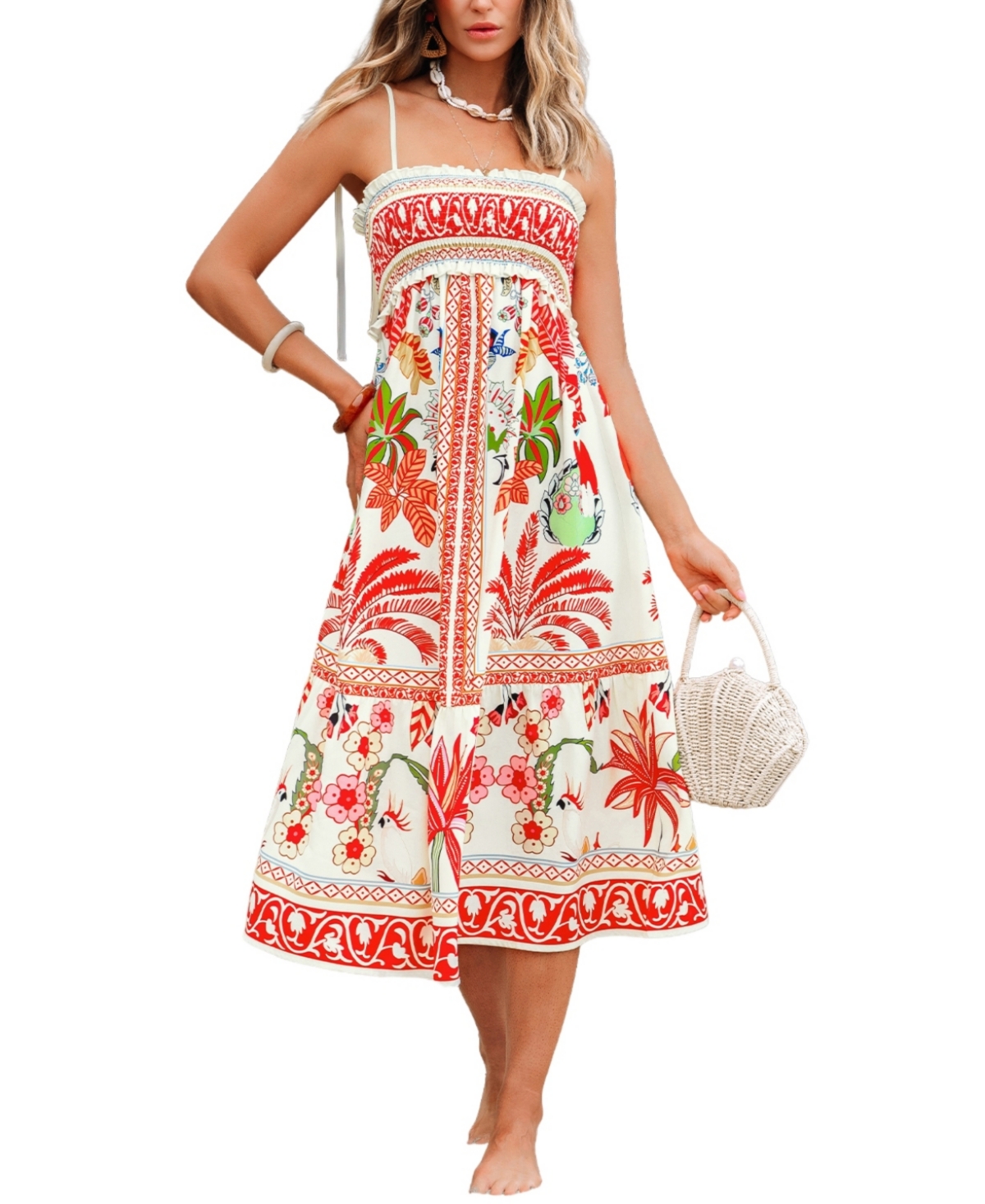 Click here for Cupshe Womens Retreat Tropical Midi Beach Dress -... prices