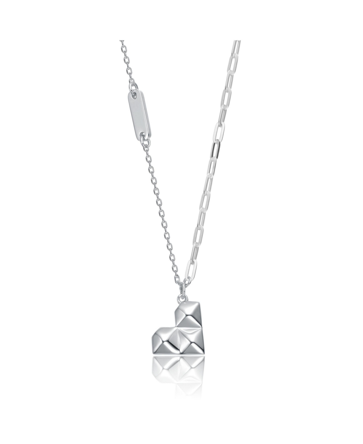Click here for White Gold Plated Geometric Heart Necklace - White prices