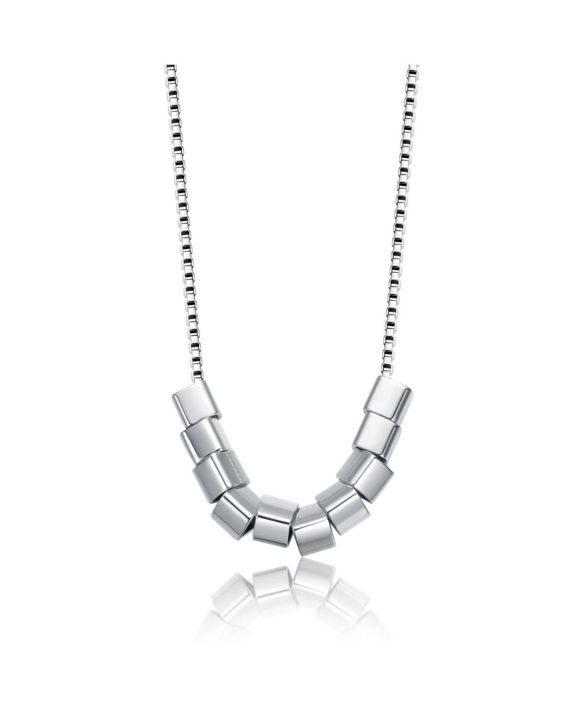 Click here for White Gold Plated Cylindrical Bead Necklace - Whit... prices