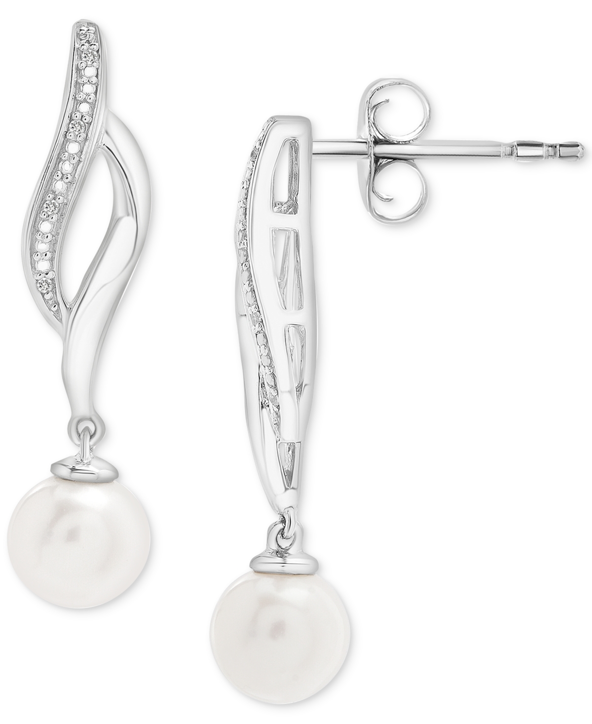 Click here for Cultured Freshwater Pearl (4mm) & Diamond Accent S... prices