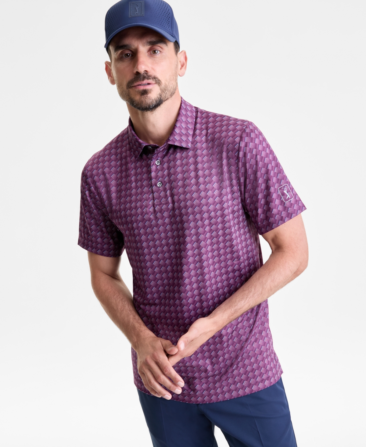 Click here for Pga Tour Mens All-Over Geometrical Polo Shirt - Da... prices