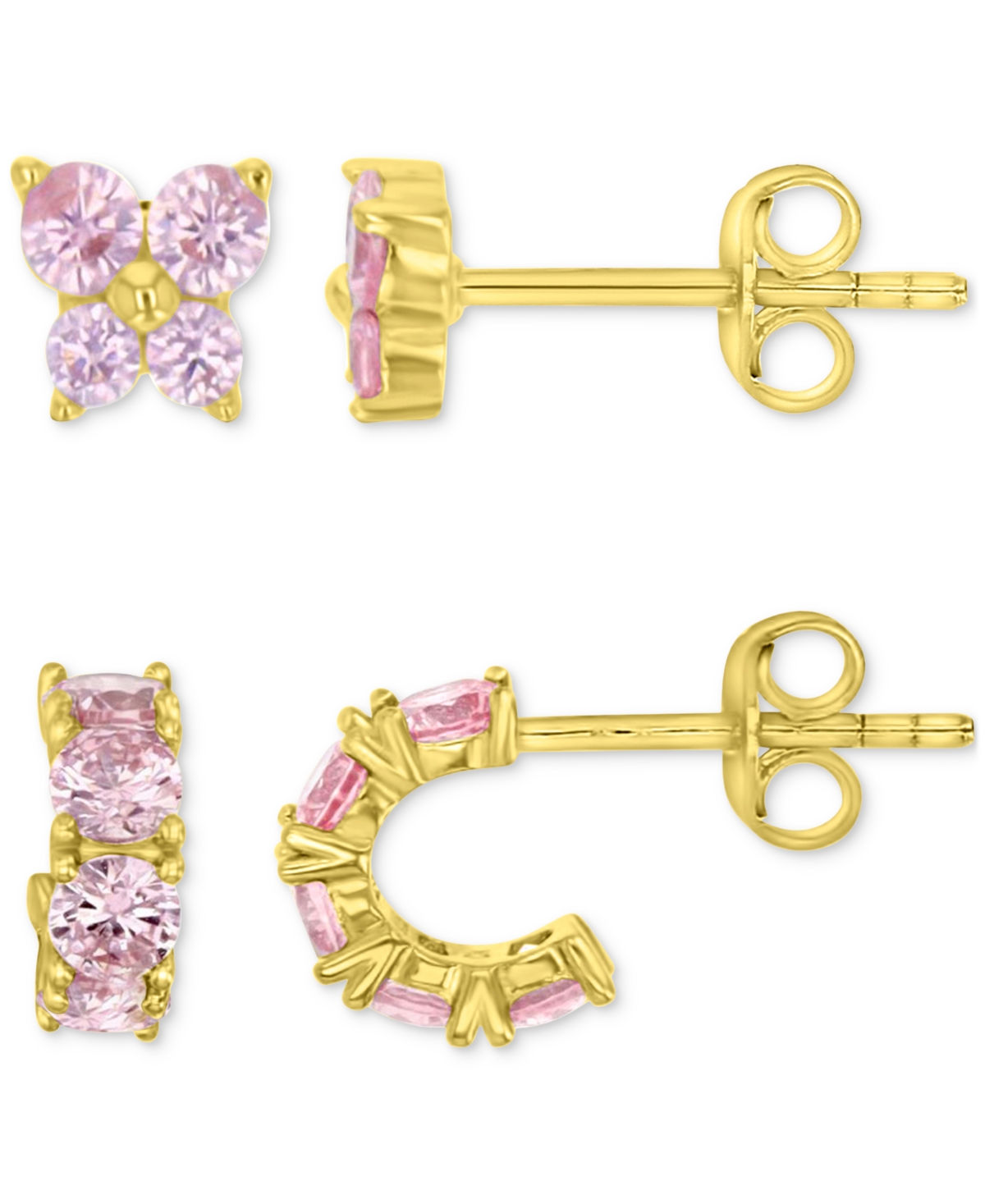 Click here for 2-Pc. Set Pink Cubic Zirconia Butterfly Stud & Hug... prices