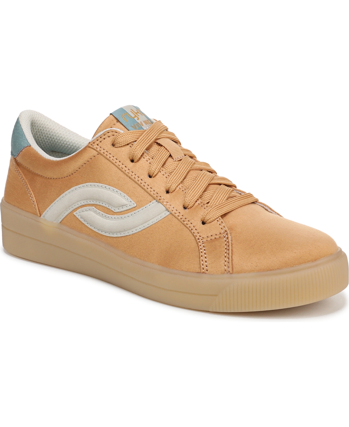 Ryka Womens Viv Next Court Lace Up Inspired Sneakers - Yellow Oak Microsuede