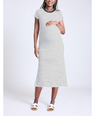 Motherhood Maternity Maternity Rib Knit Short Sleeve Raglan Midi Dress ...
