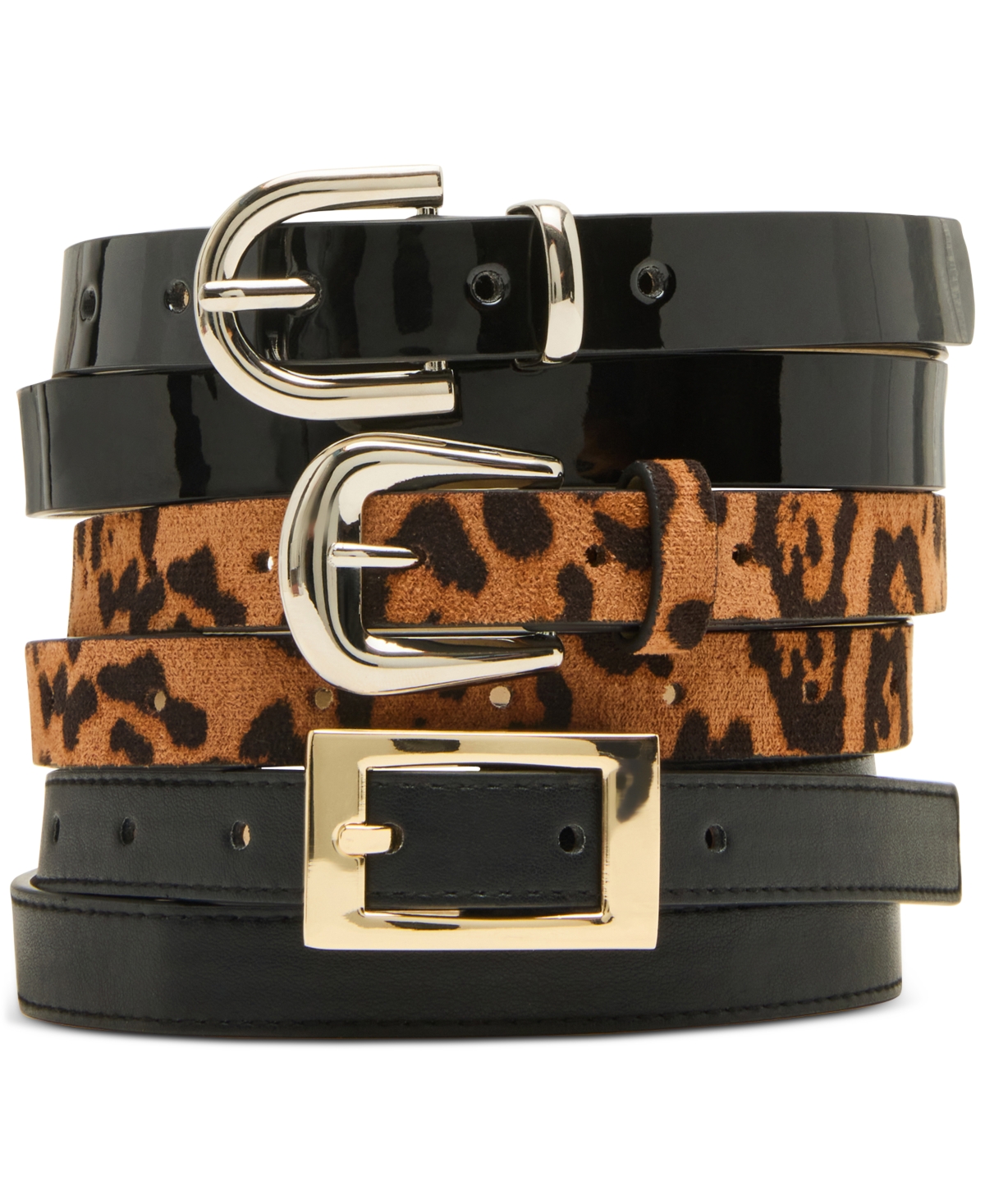Click here for Steve Madden Faux-Leather Belts  Set of 3 - Black/... prices