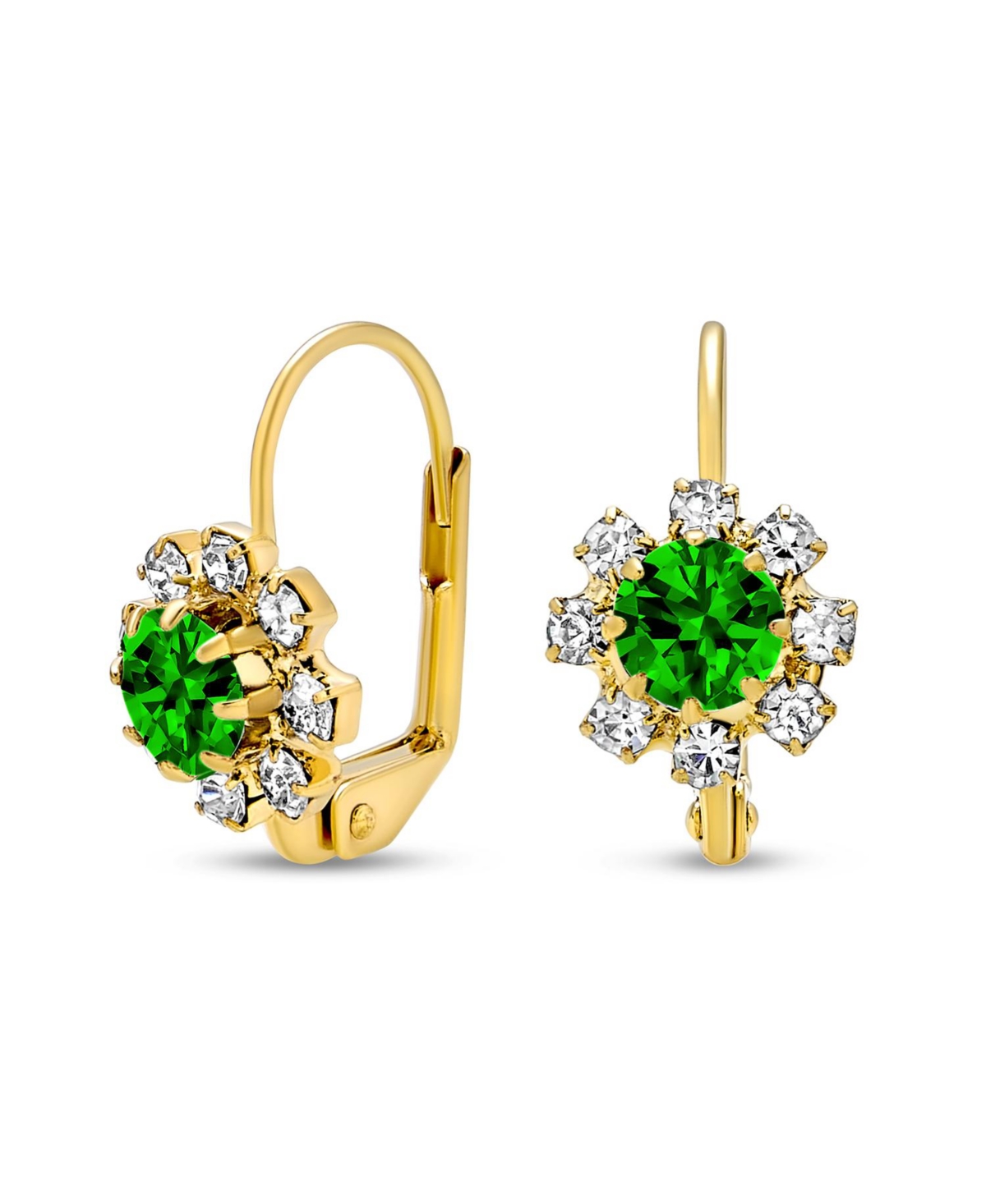 Click here for Bling Jewelry Flower Crystal Drop Earrings Gold Pl... prices
